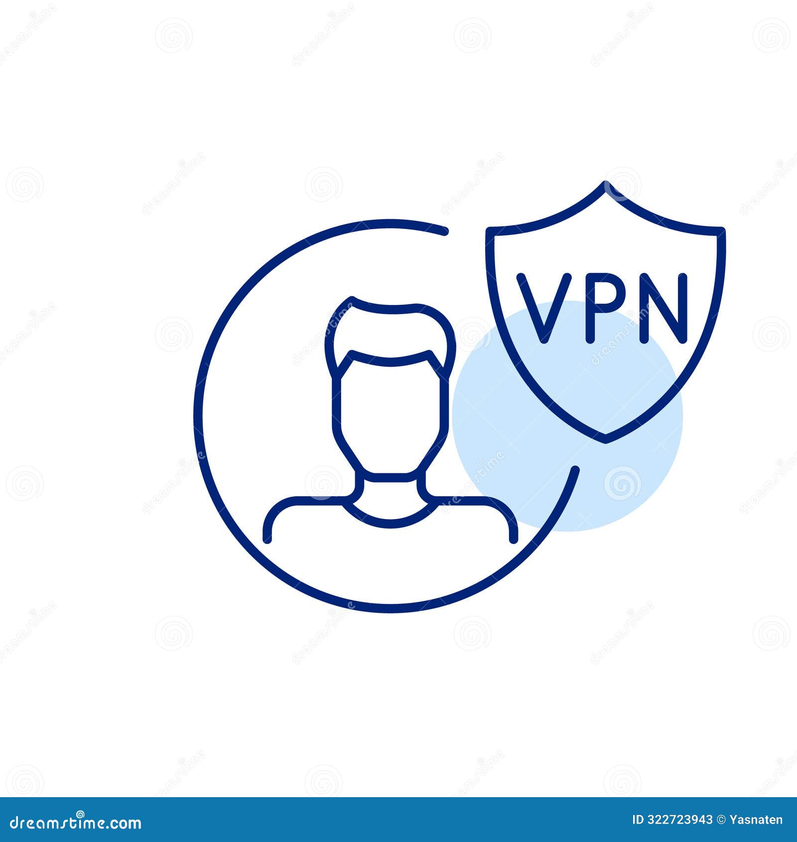 Male User Avatar and Vpn Shield. Protected Internet Activity. Secure ...