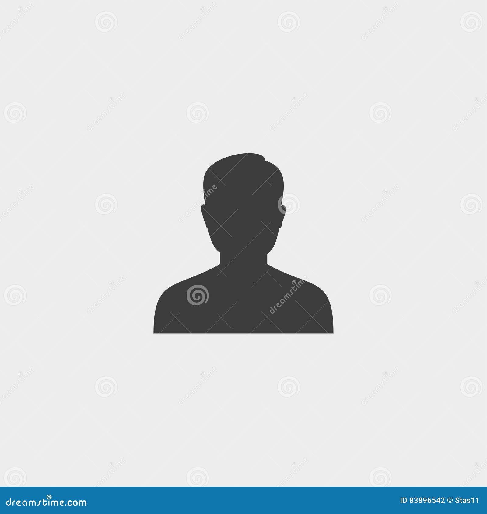 Male User Icon in a Flat Design in Black Color. Vector Illustration ...