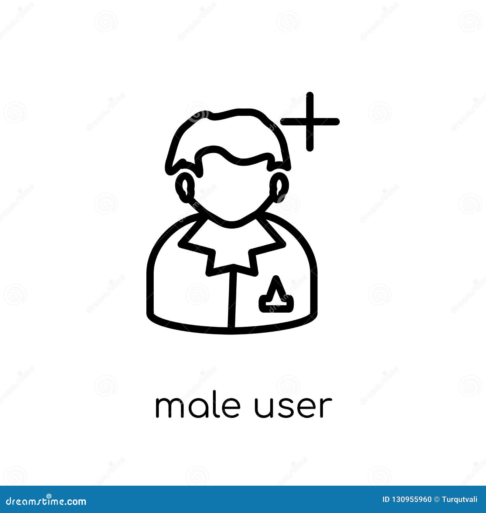 Male User Manager Face Icon. Trendy Modern Flat Linear Vector Ma Stock ...