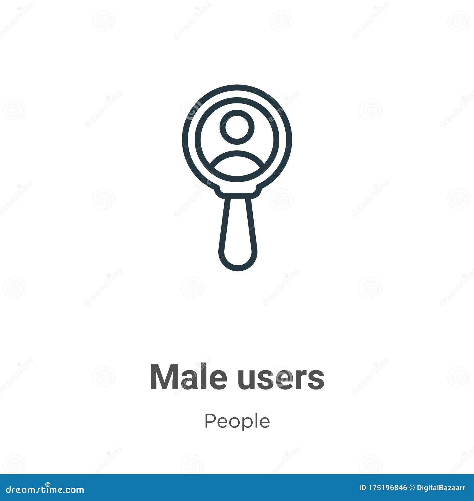Male Users Outline Vector Icon. Thin Line Black Male Users Icon, Flat ...