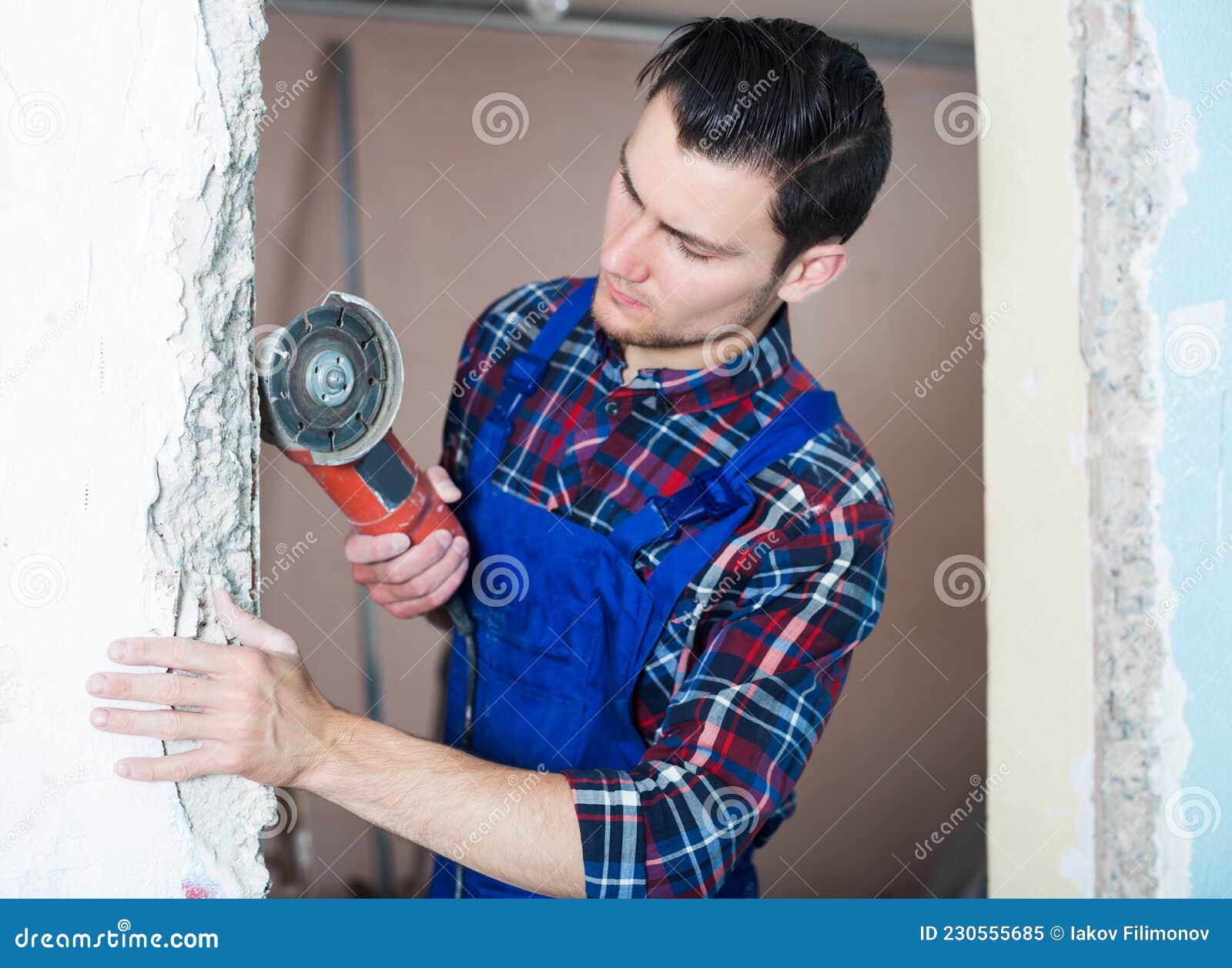 Male Using Professional Angle Grinder Stock Image - Image of dangerous ...
