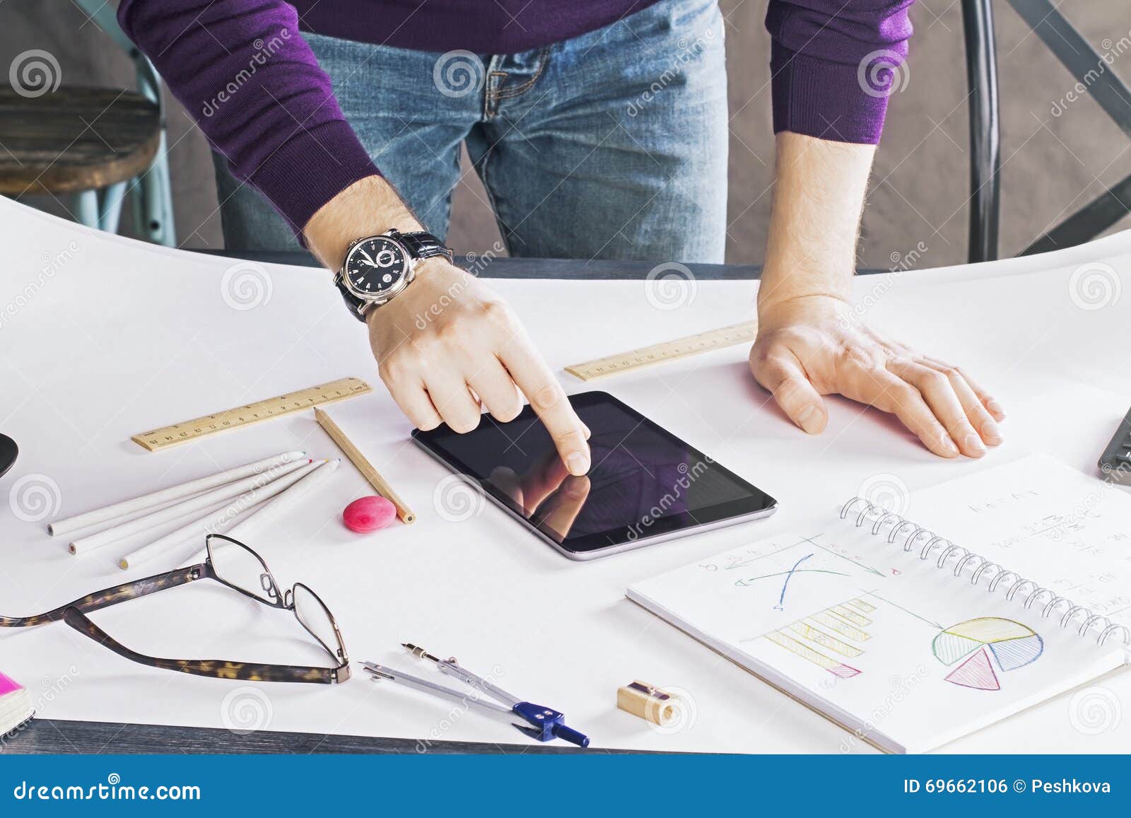 Male using table stock photo. Image of digital, person - 69662106