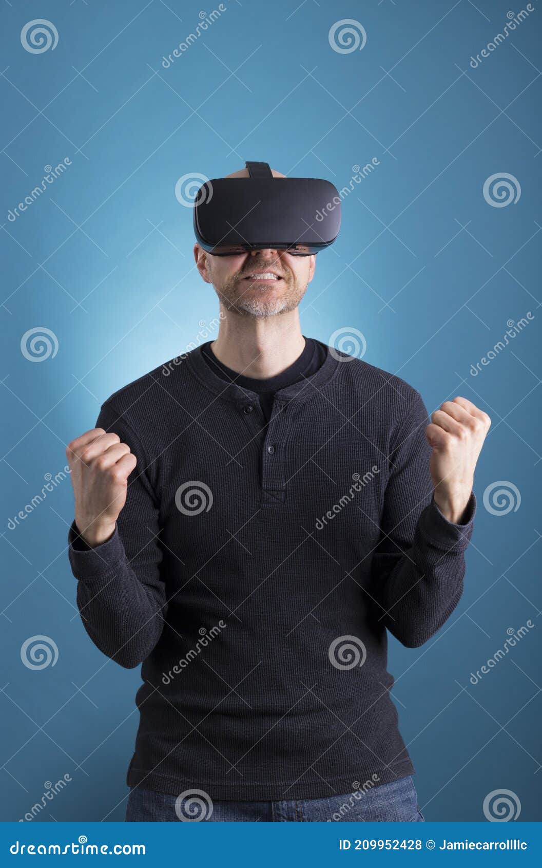 Man Using VR Virtual Reality Headset Stock Photo - Image of fists ...