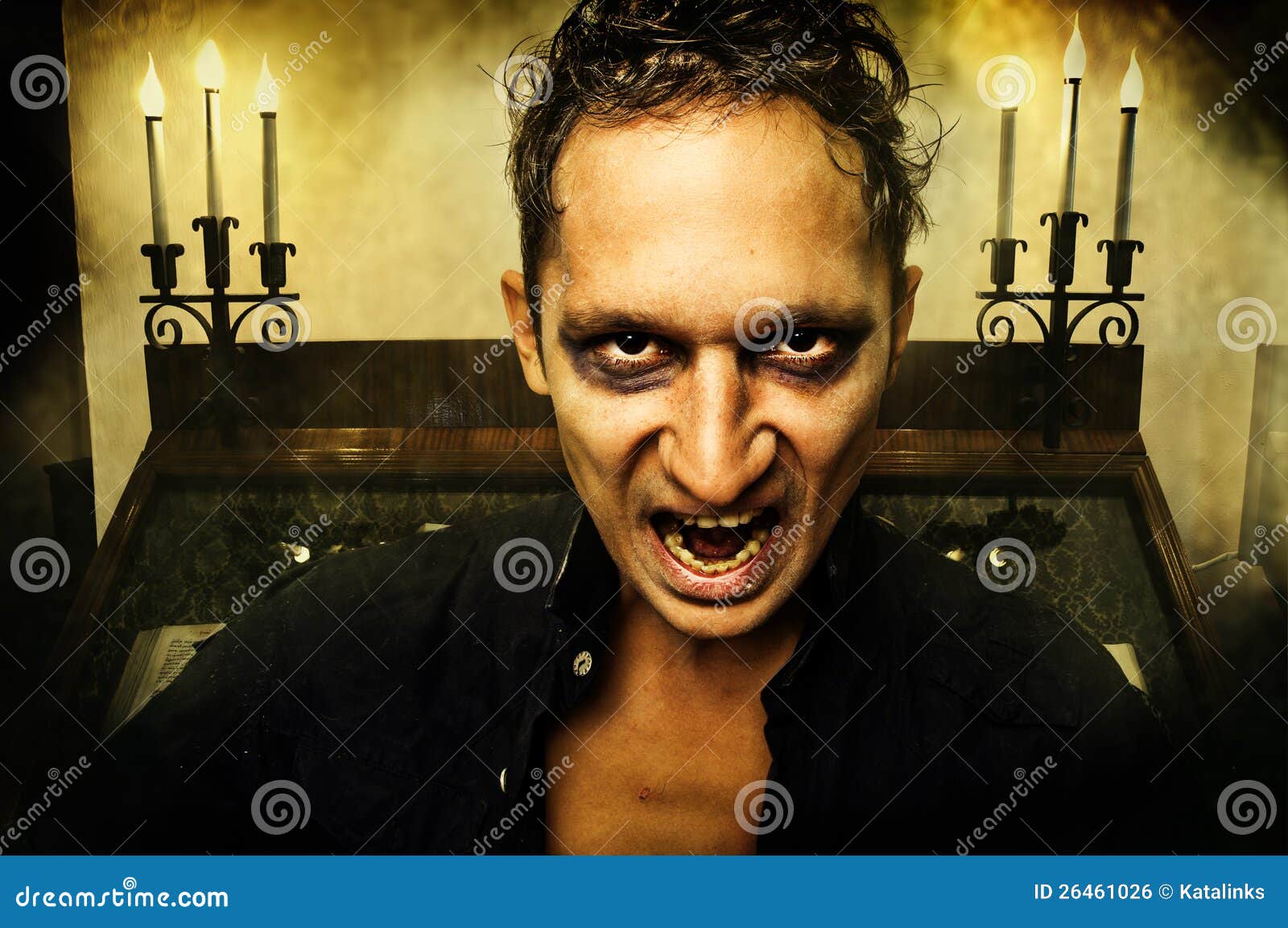 Male Vampire with Evil Eyes Stock Photo - Image of halloween, fang ...