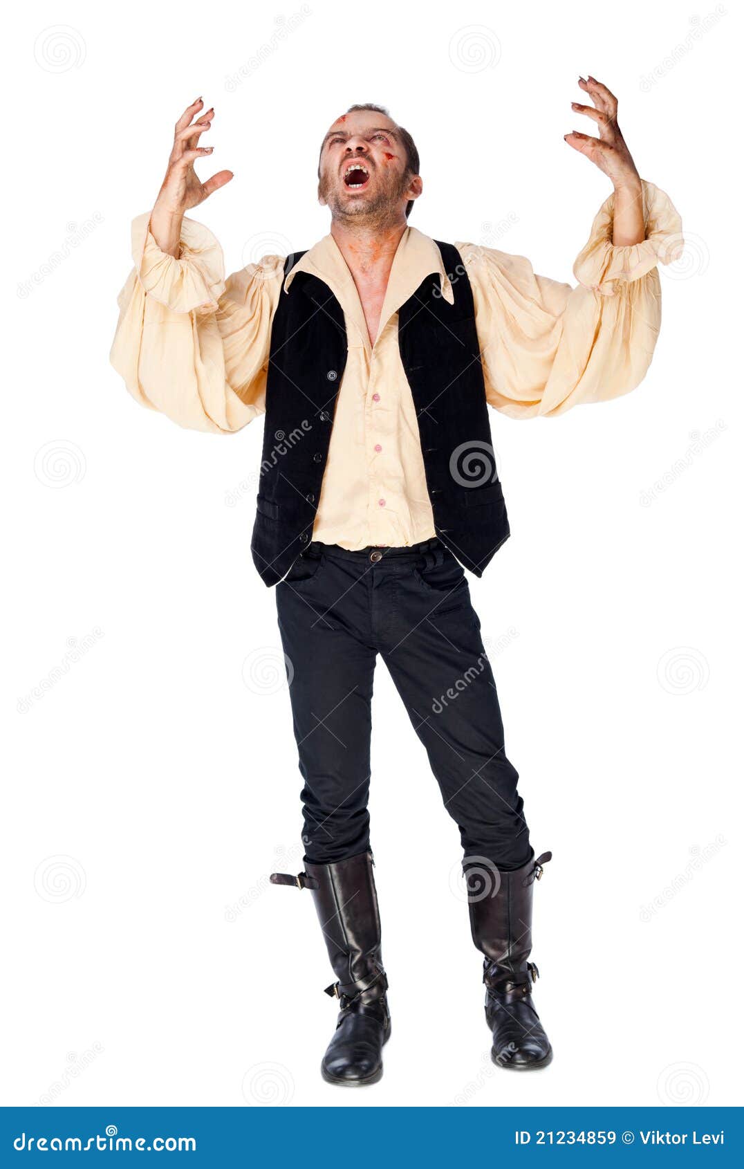 Male Vampire Raised Arms Roaring Stock Image - Image of costume, demon ...