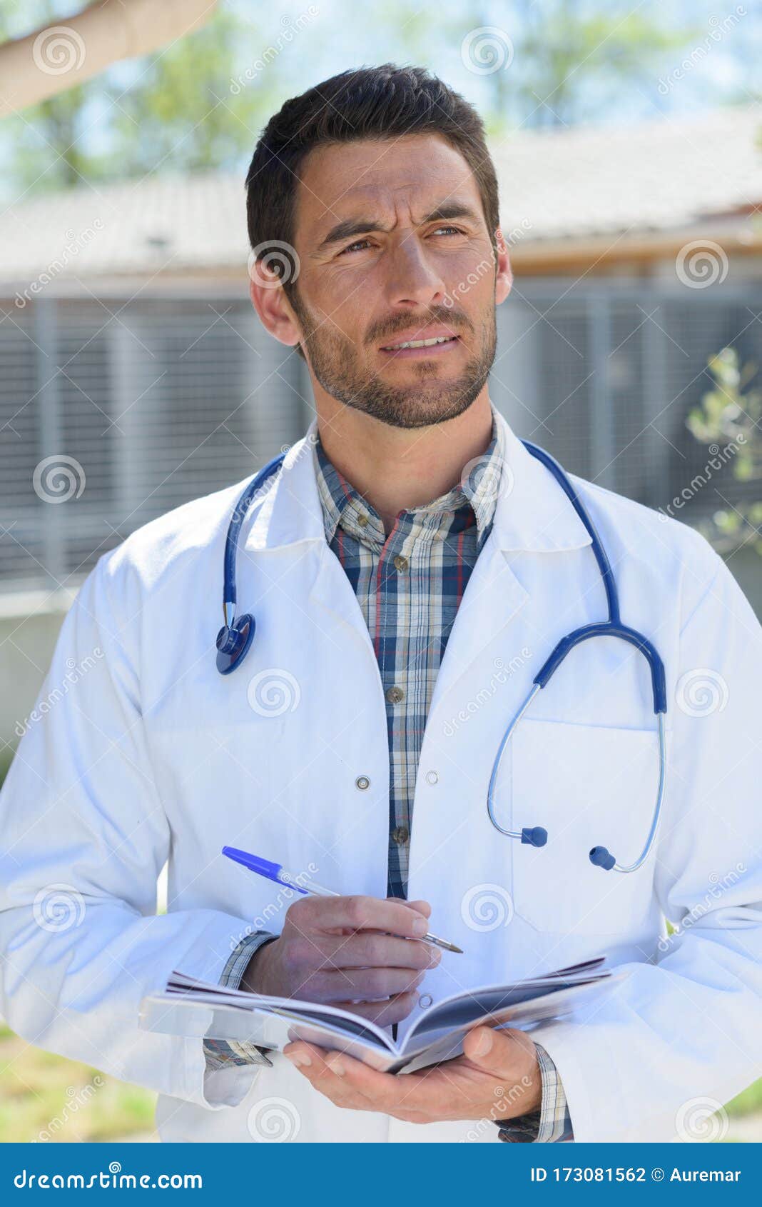 Male Vet in White Robe Outdoors Stock Photo - Image of professional ...