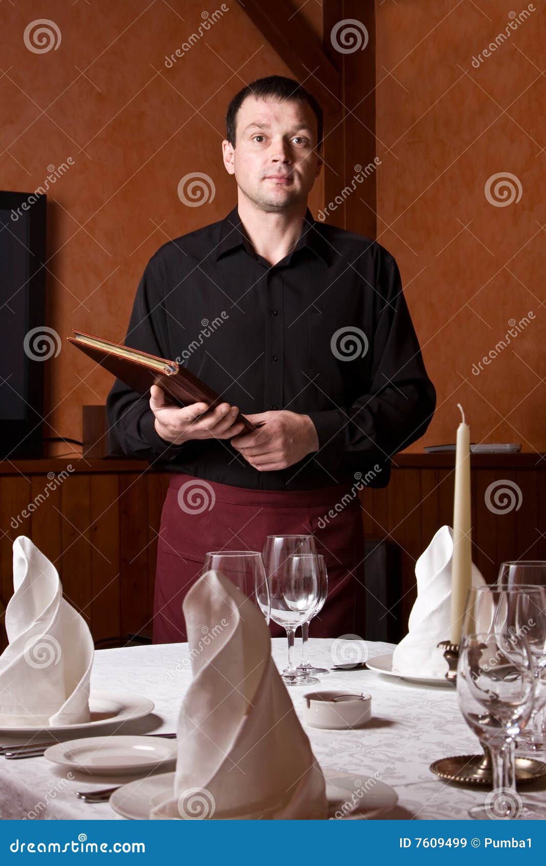 Male Waiter with the Folder Menu at the Hands Stock Image - Image of ...
