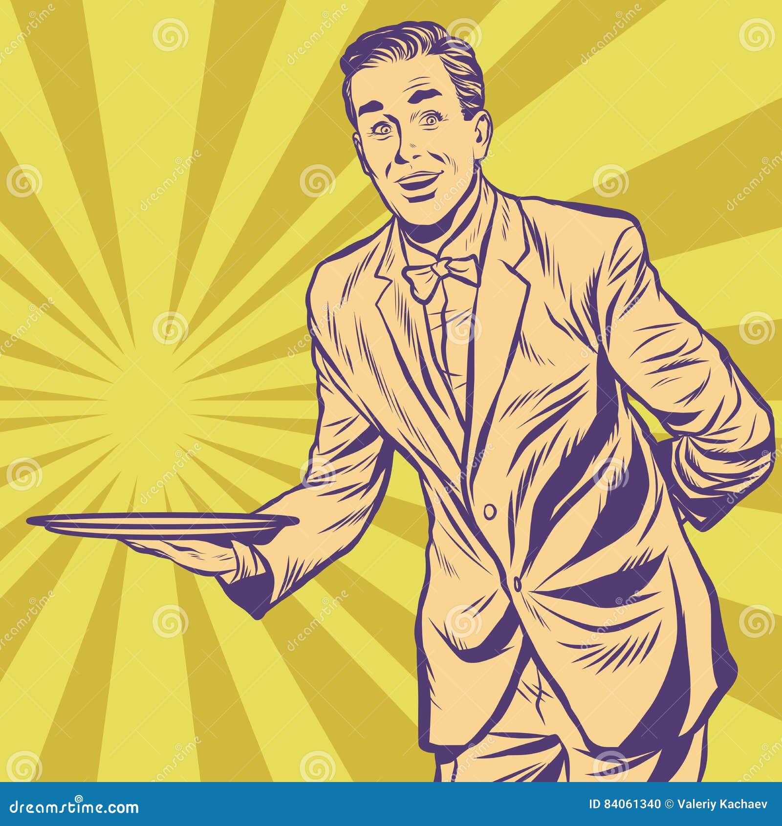 Retro Waiter Male Stock Illustrations – 605 Retro Waiter Male Stock ...