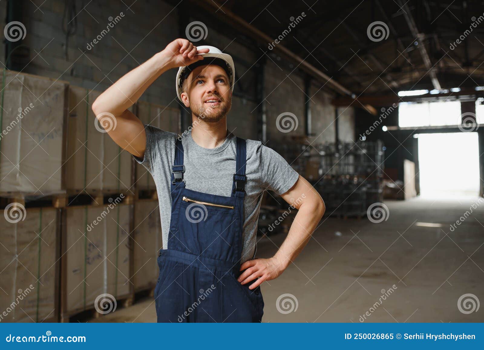 Male Warehouse Worker Portrait in Warehouse Storage. Stock Image ...