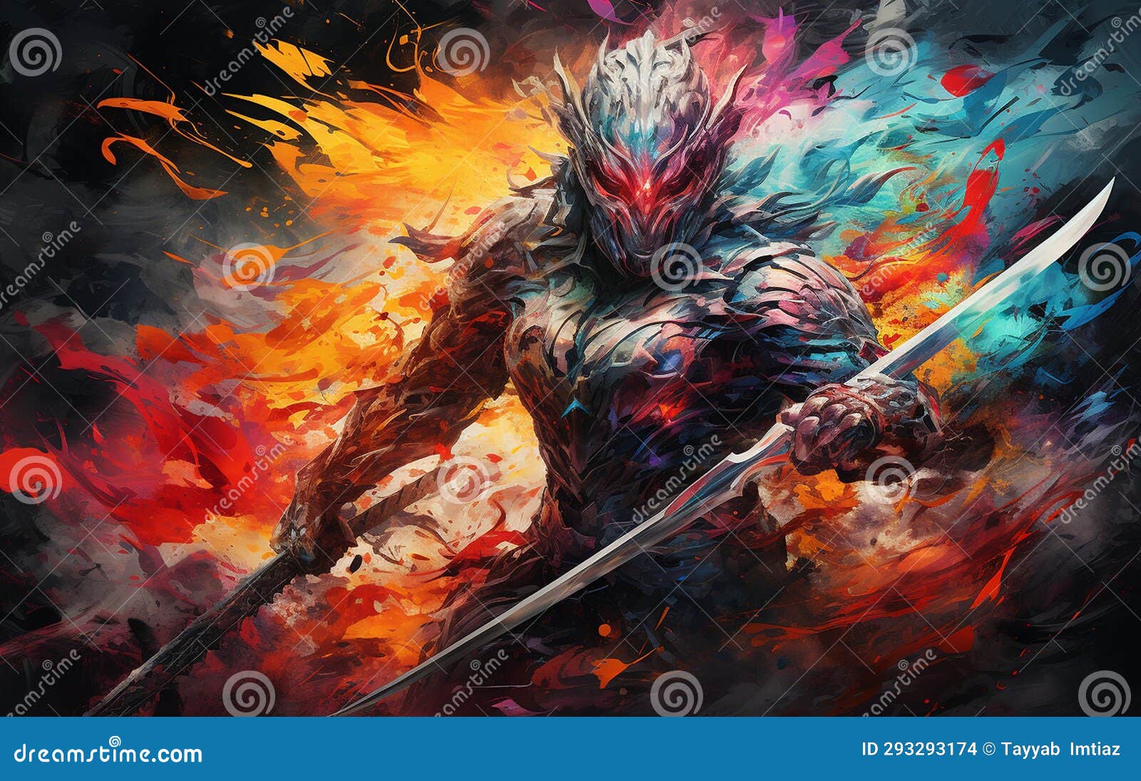 Male Warrior S Secret: the Devilish White Mask" Generative AI Stock ...