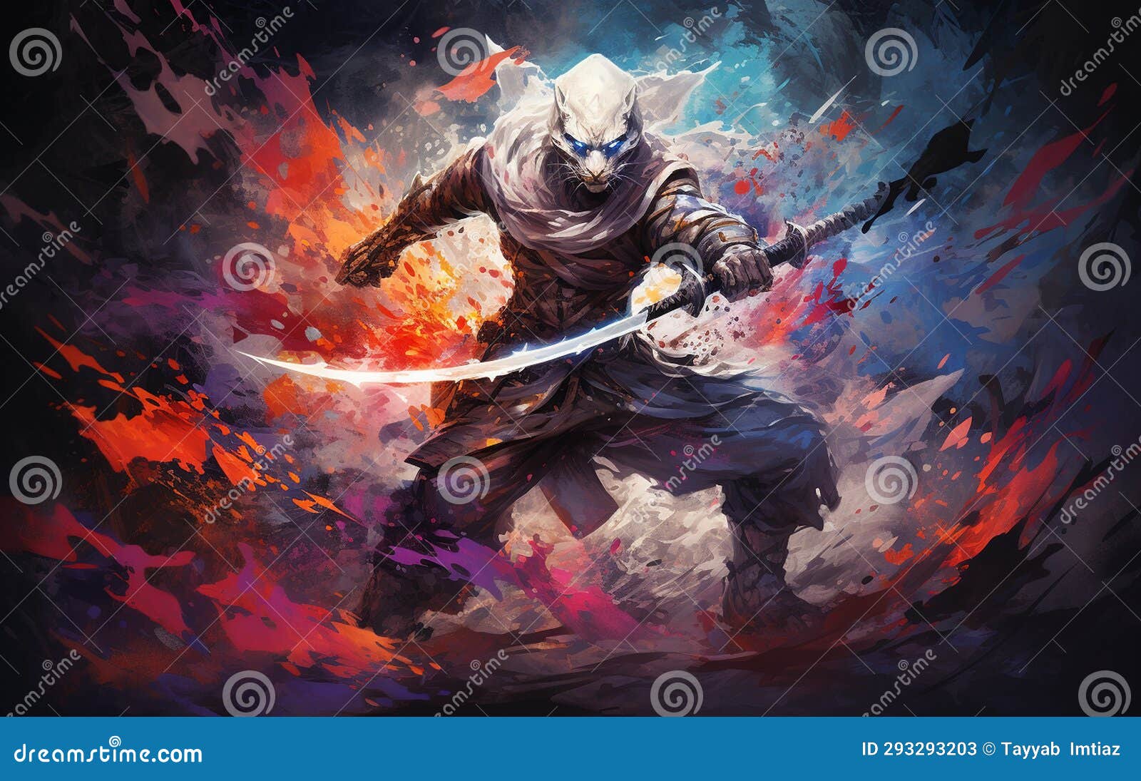 Male Warrior S Secret: the Devilish White Mask" Generative AI Stock ...