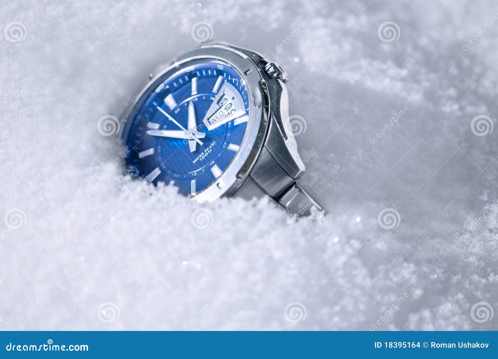 The Male watch on snow. stock photo. Image of frozen - 18395164
