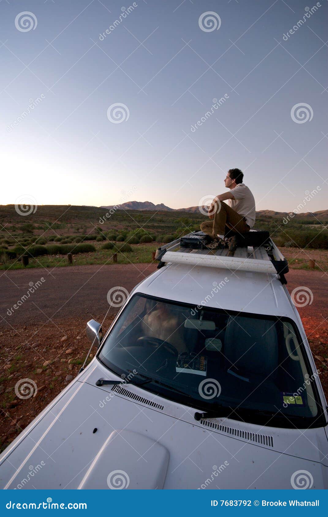 Male Watching Sunset from Roof of Car Stock Photo - Image of california ...