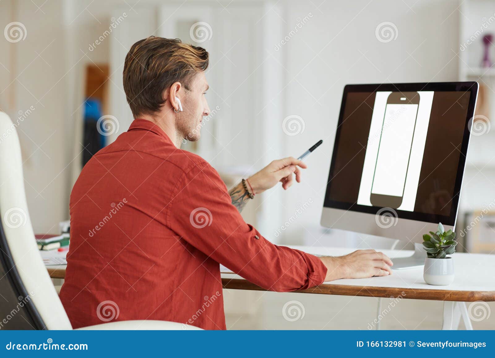 Male Web Designer Working on Project Stock Image - Image of sitting ...