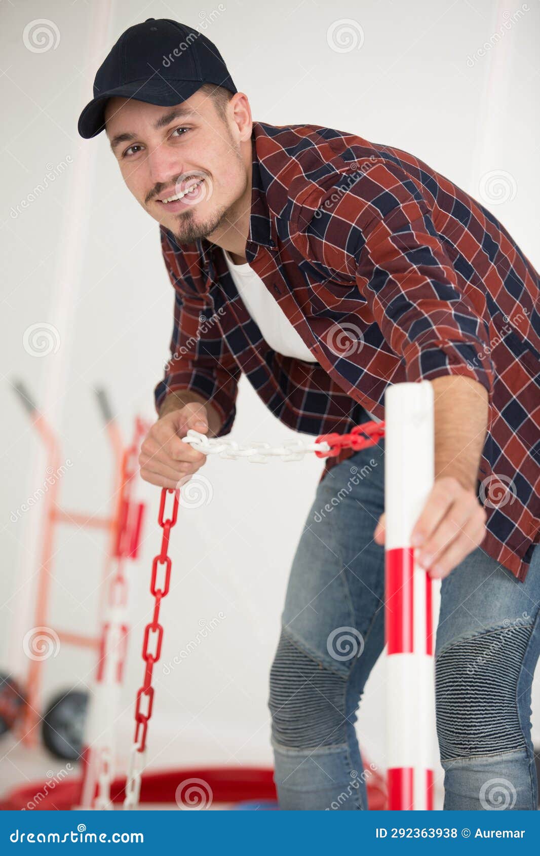 Male Worker Adjusting Chain Stock Photo - Image of metal, lift: 292363938