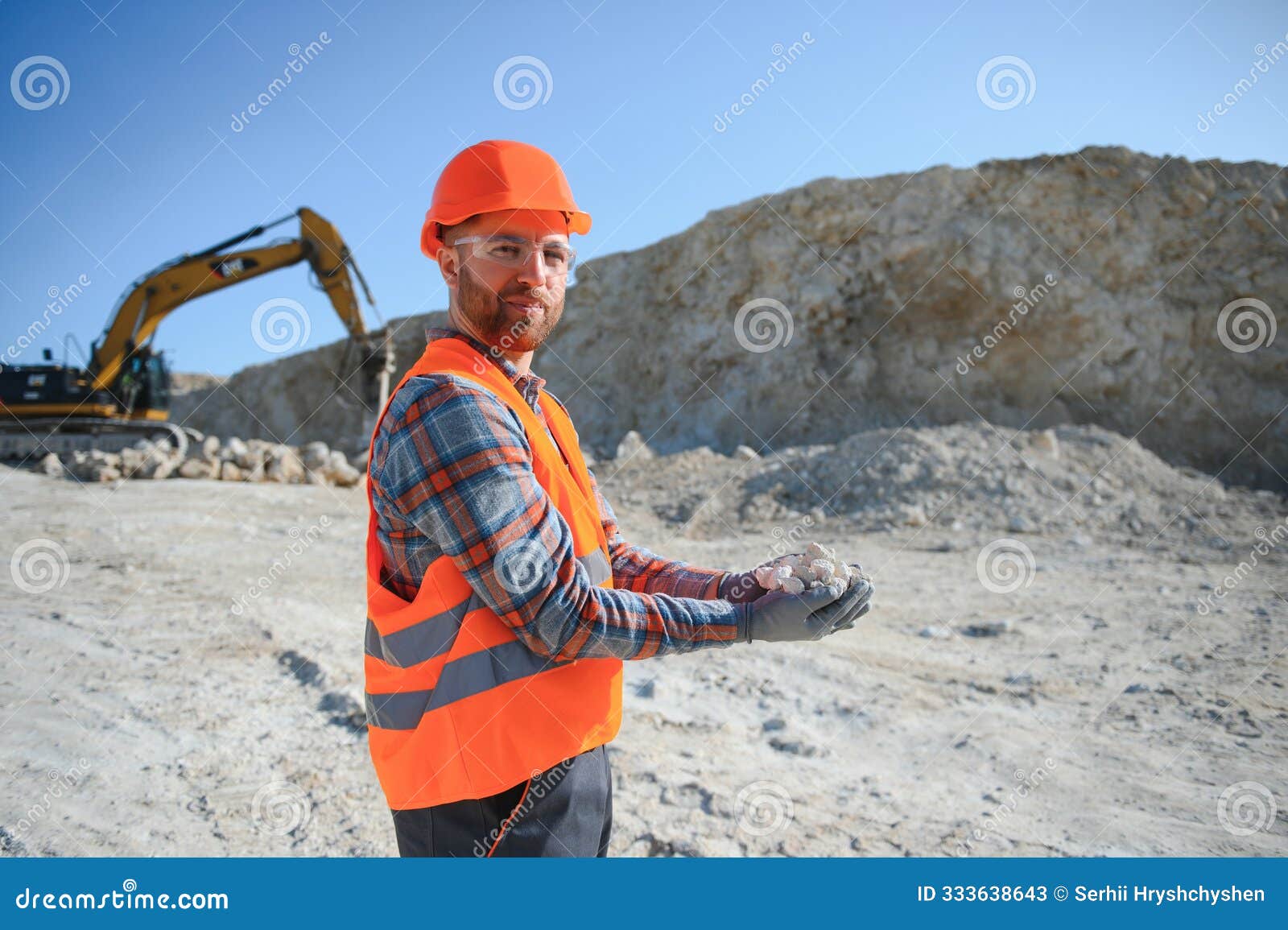 Male Worker with Bulldozer in Sand Quarry Stock Image - Image of person ...