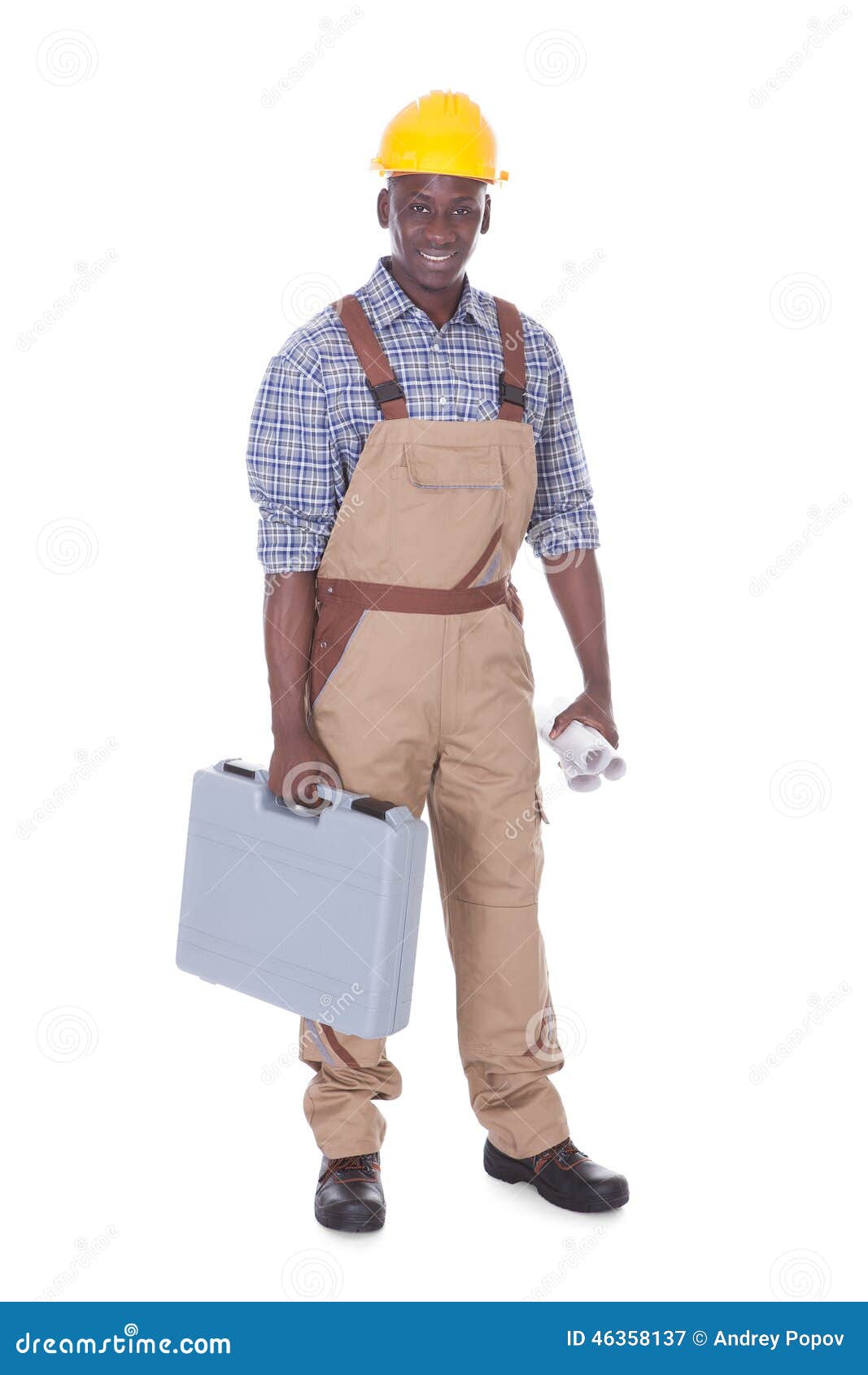 Male Worker Carrying Toolbox Stock Image - Image of building ...