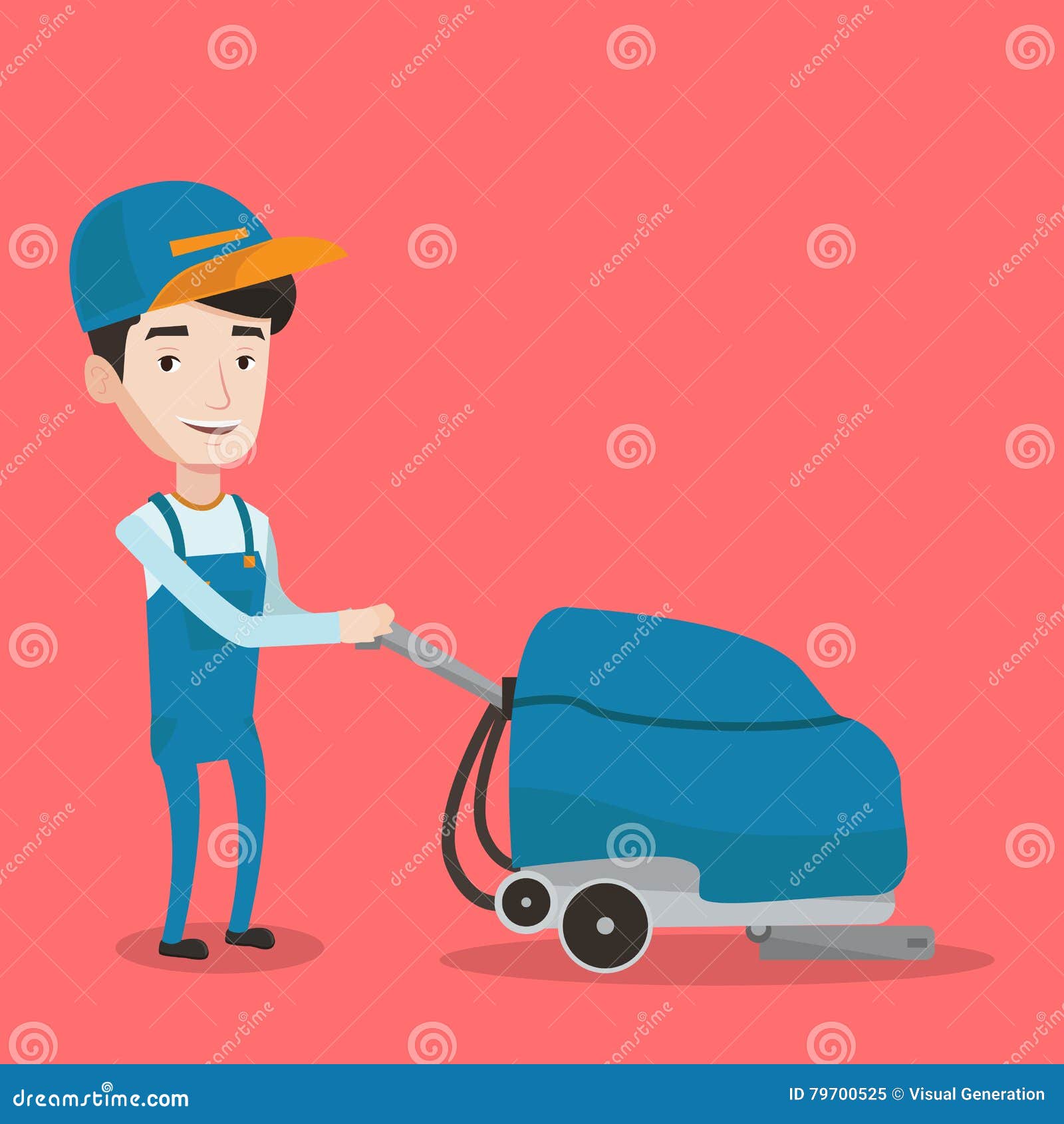Male Worker Cleaning Store Floor with Machine. Stock Vector ... Male Worker Cleaning Store Floor with Machine. Stock Vector ...