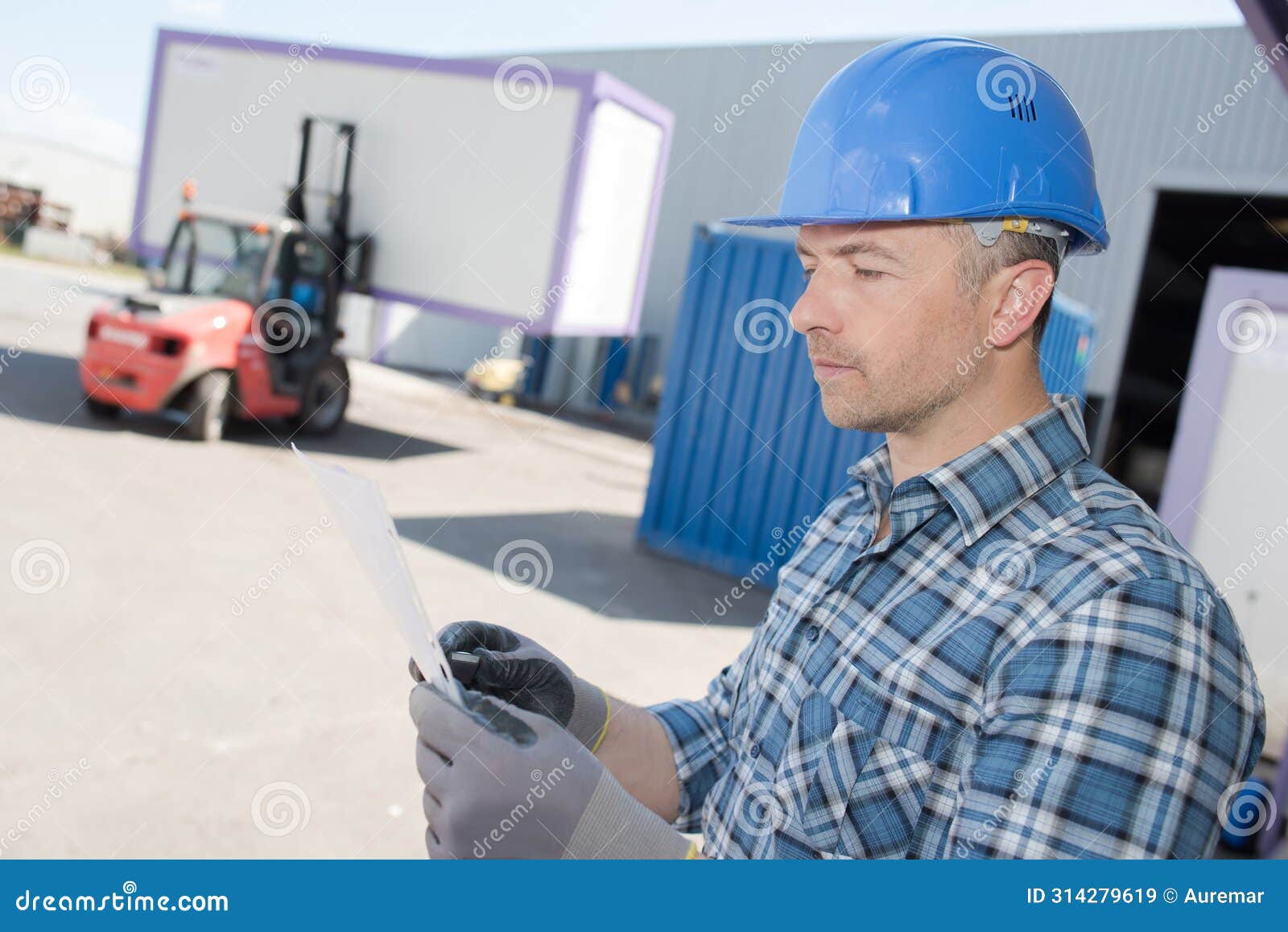 Male Worker and Container Business Stock Image - Image of container ...
