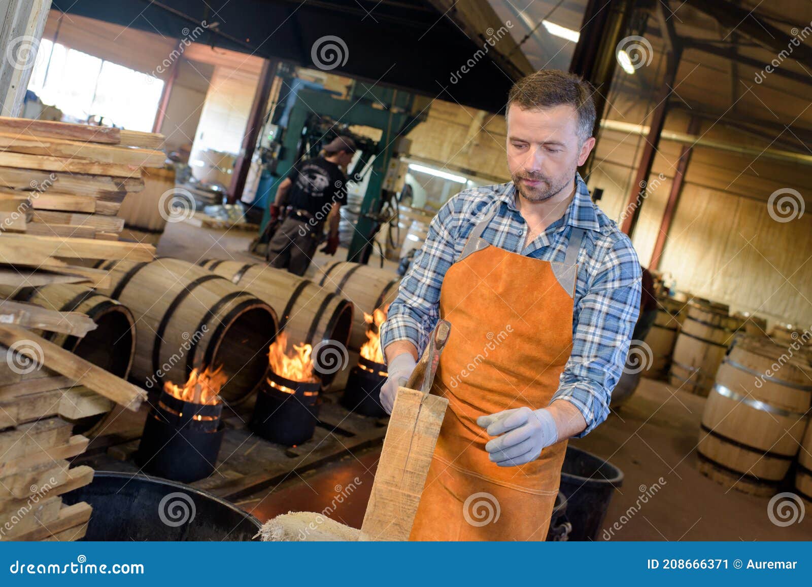 Male worker cooper at work stock image. Image of cask - 208666371