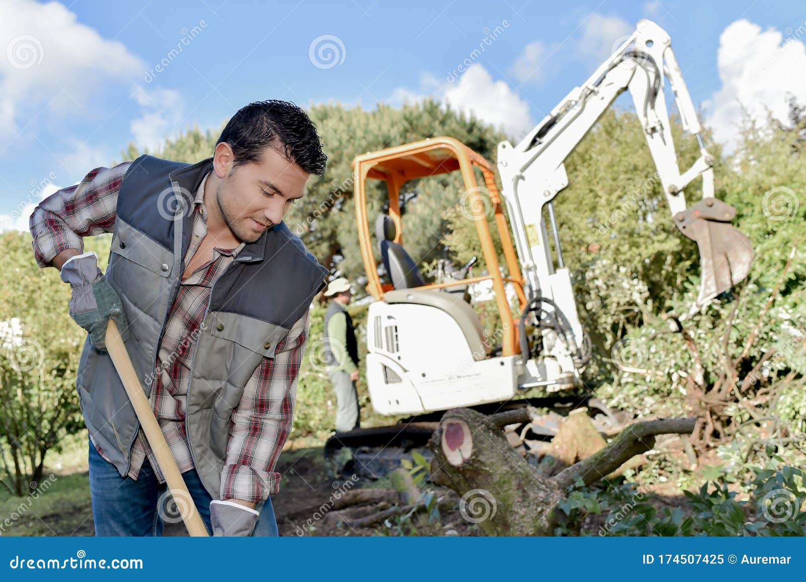 Male Worker Digging Up Garden Stock Image - Image of shovel, builder ...