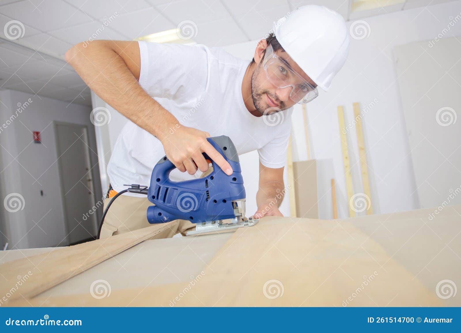 Male Worker Doing Interior Renovation Stock Photo - Image of scrape ...