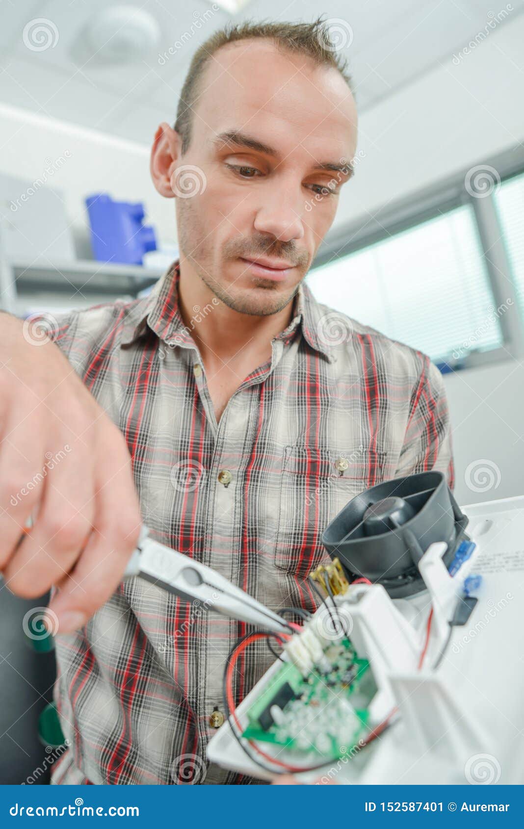 Male Worker Electrician Working Stock Image - Image of male, handyman ...