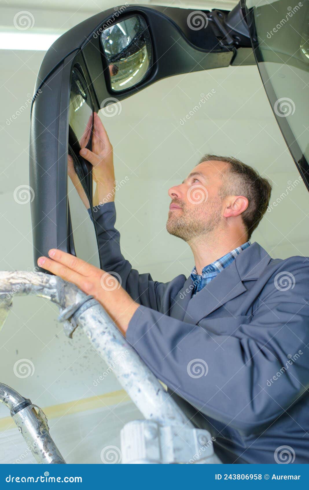 Male worker fixing caravan stock photo. Image of view - 243806958