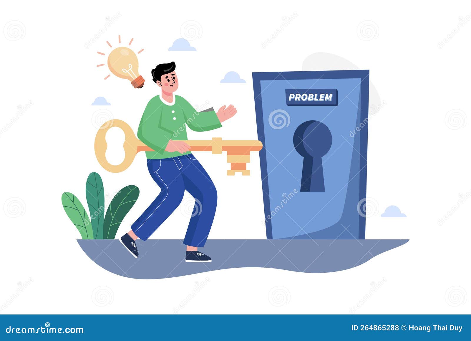 The Male Worker Found the Solution To the Problem Stock Vector ...