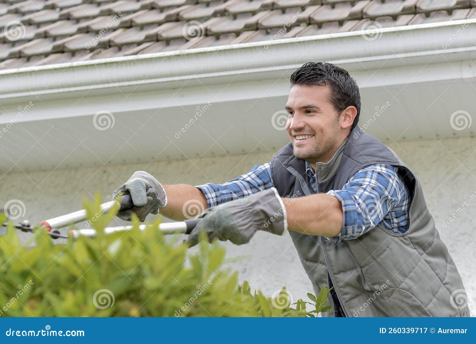 Male Worker Gardener Happy Outdoors Stock Image - Image of nature, tool ...