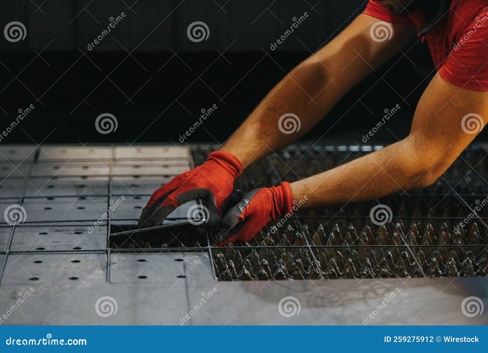 Male Worker Getting the Connecting Plates from Its Molder Stock Photo ...