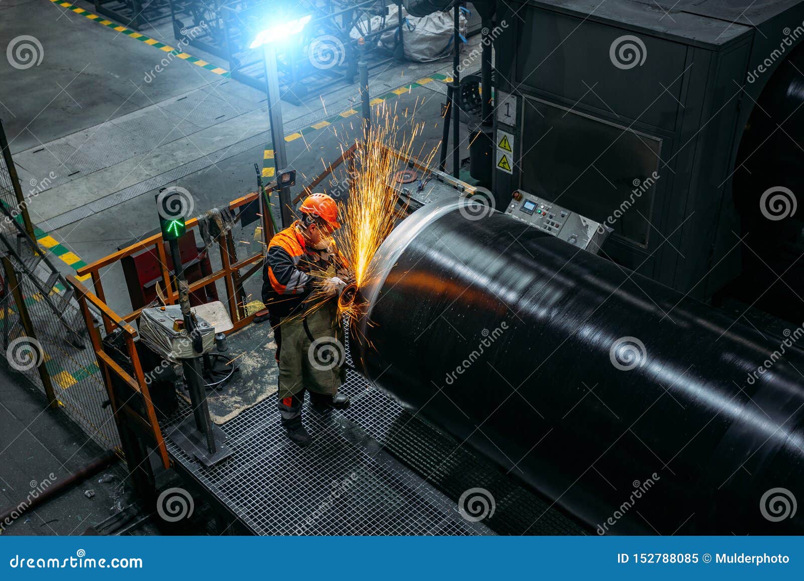 Male Worker Grinding Pipe of Coated Pipe Editorial Image - Image of ...