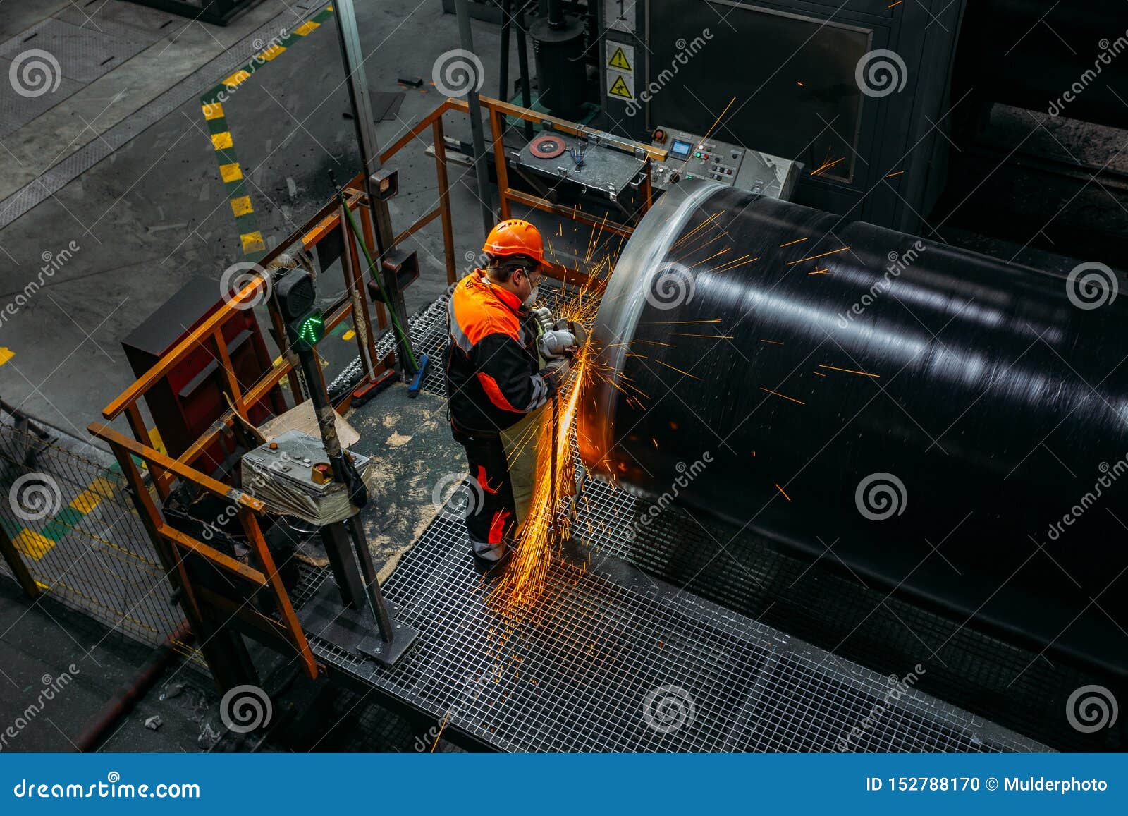 Male Worker Grinding Pipe of Coated Pipe Editorial Image - Image of ...
