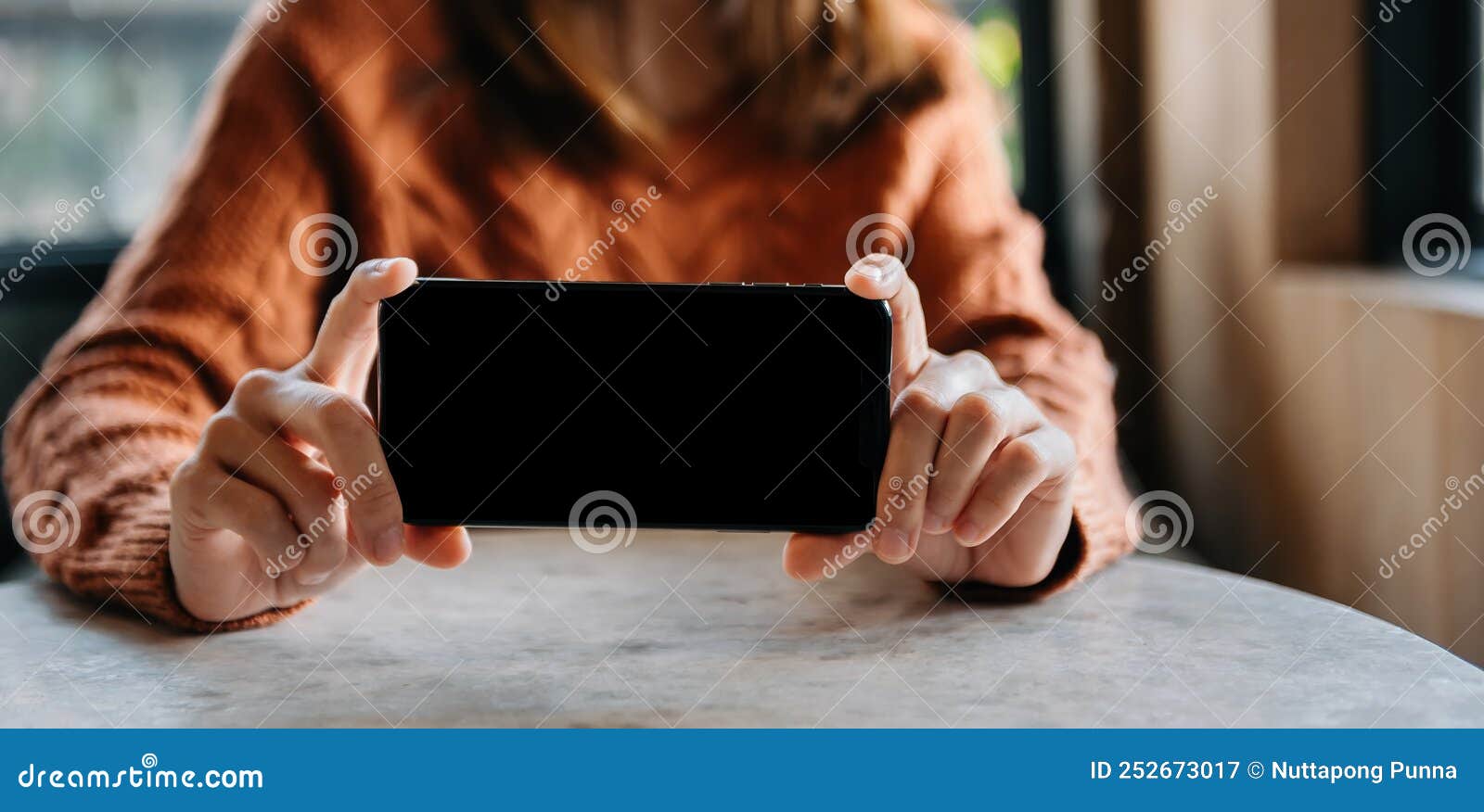 Male Worker Hands Holding Smartphone on Table Stock Image - Image of ...