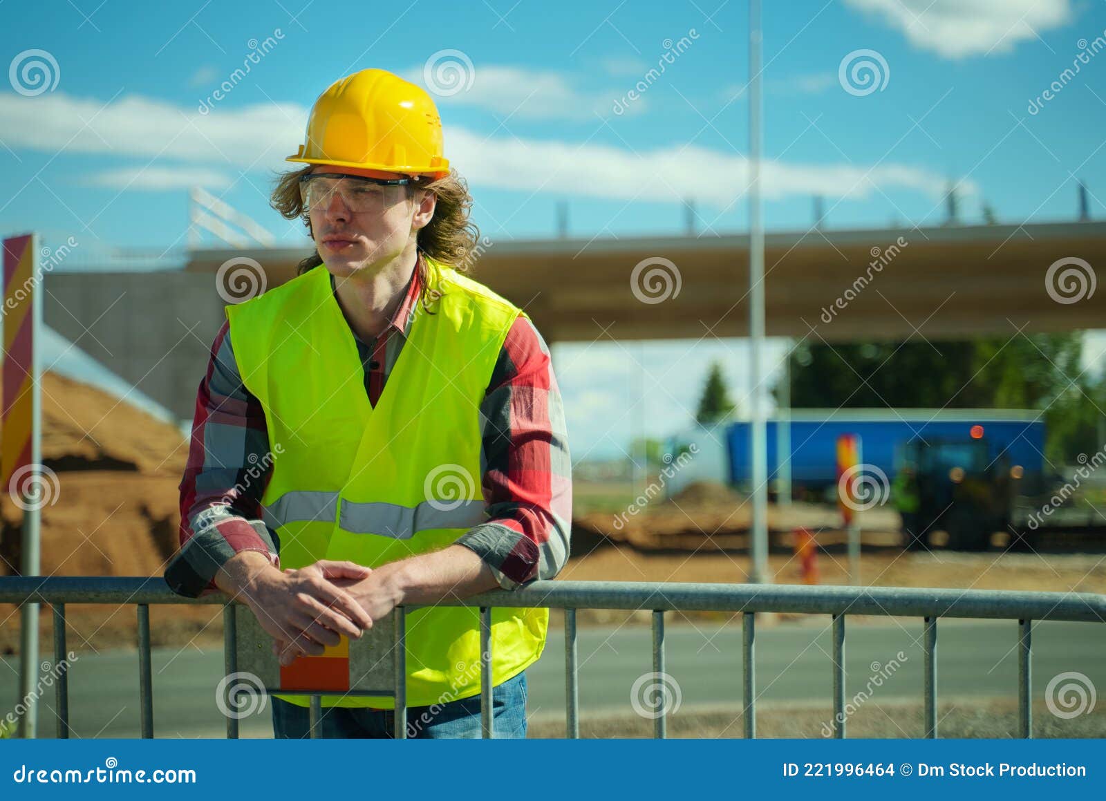 Male worker in hardhat stock photo. Image of standing - 221996464