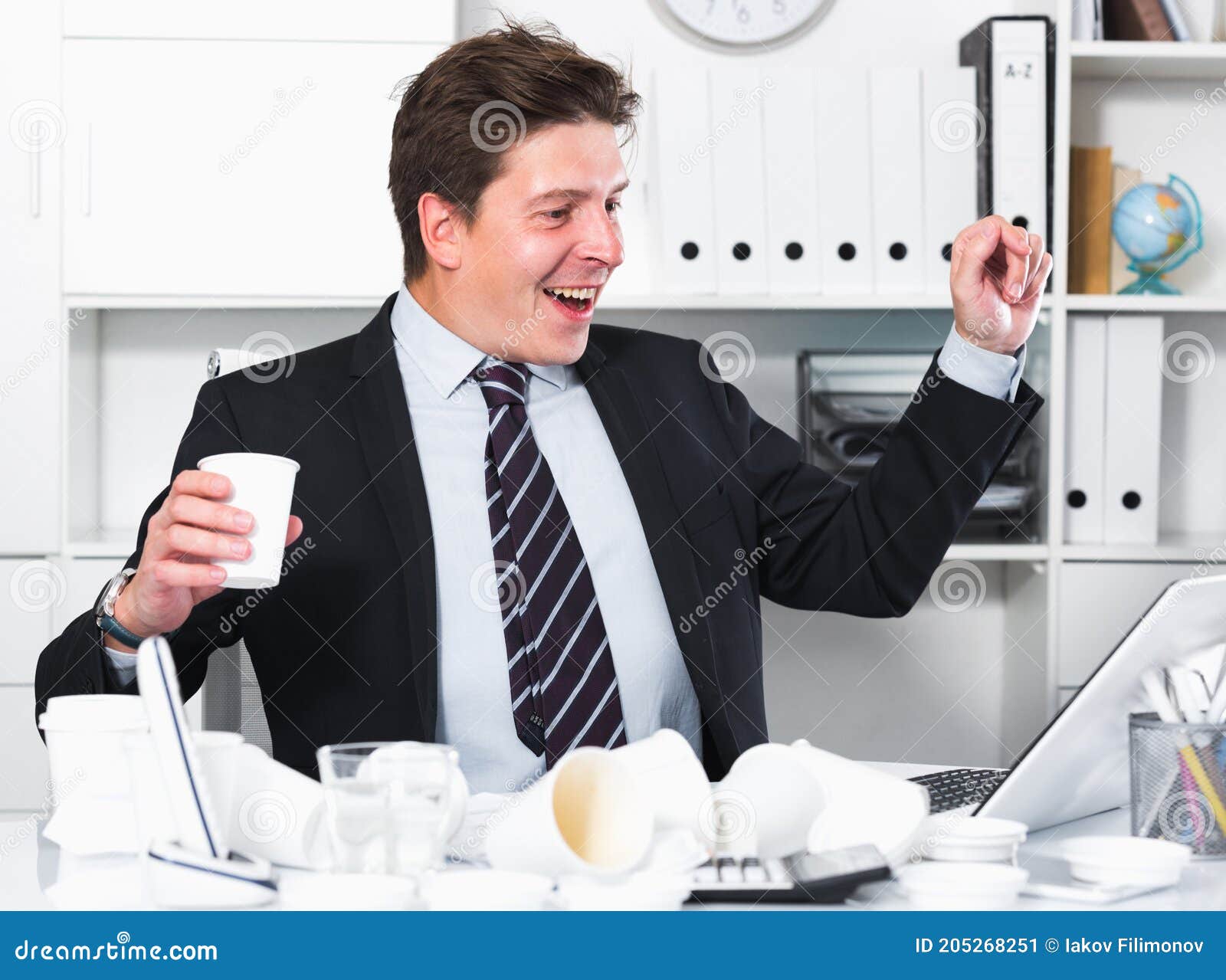 Male Worker Having Glad in the Office Stock Image - Image of portrait ...