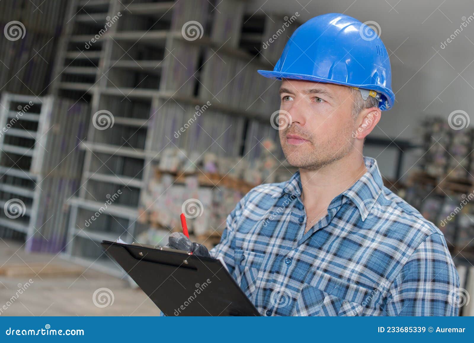 Male Worker during Inventory in Warehouse Stock Image - Image of trade ...