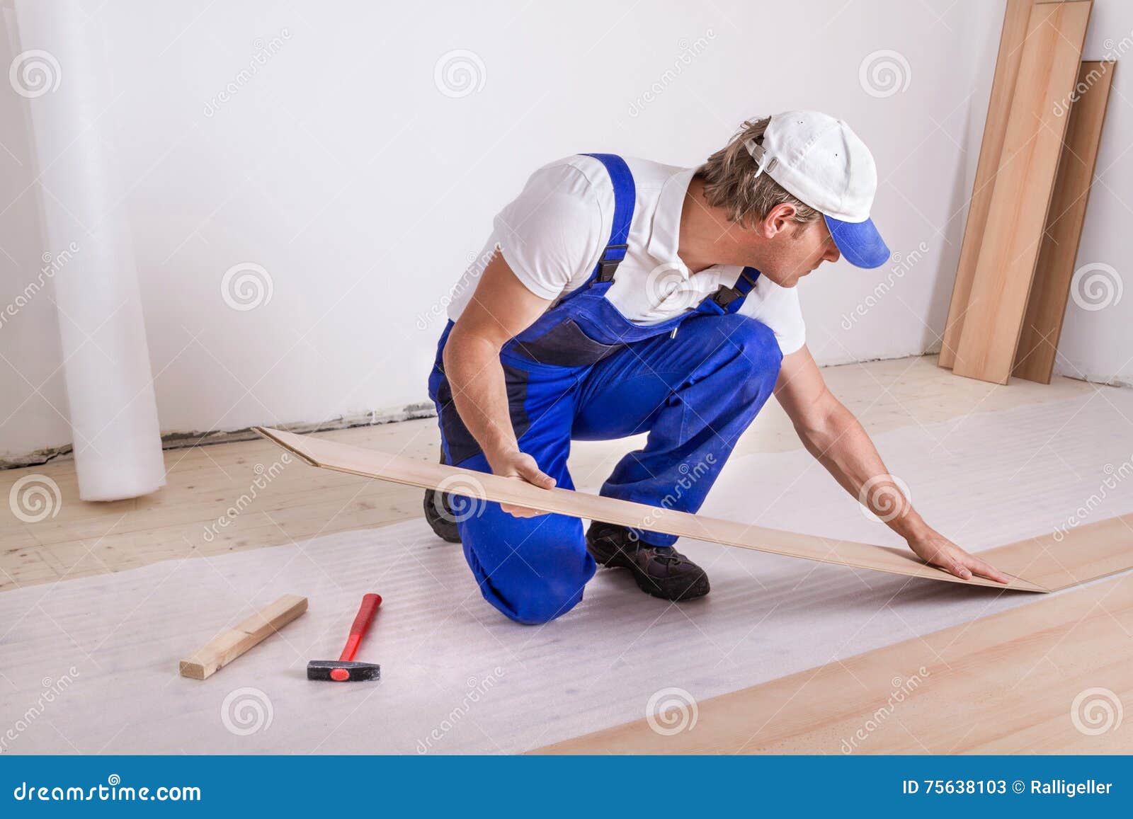 Male Worker Laminate Flooring Stock Image - Image of impact, board ...