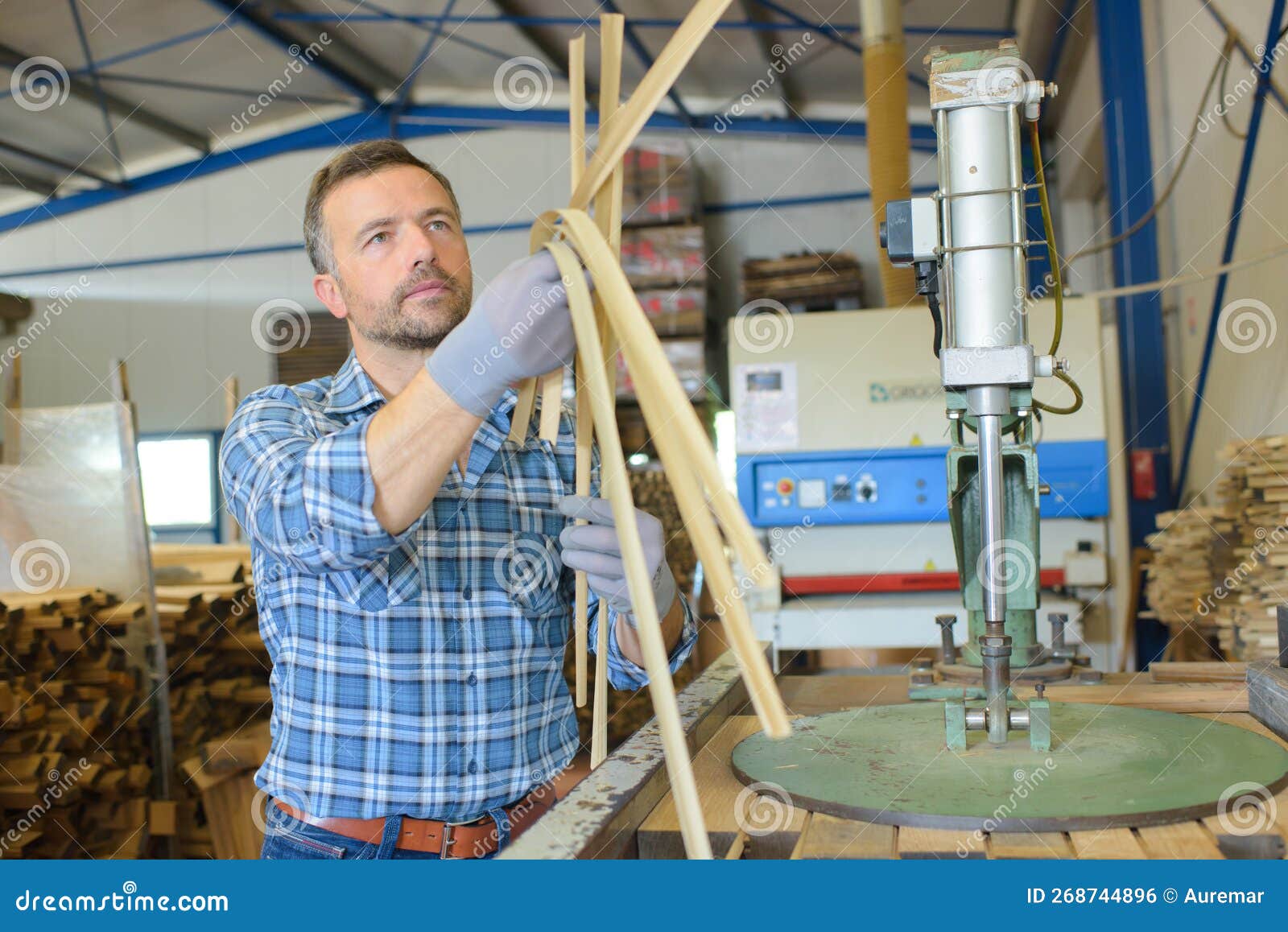 Male Worker Making Paper Roll Stock Photo - Image of gloves, controal ...