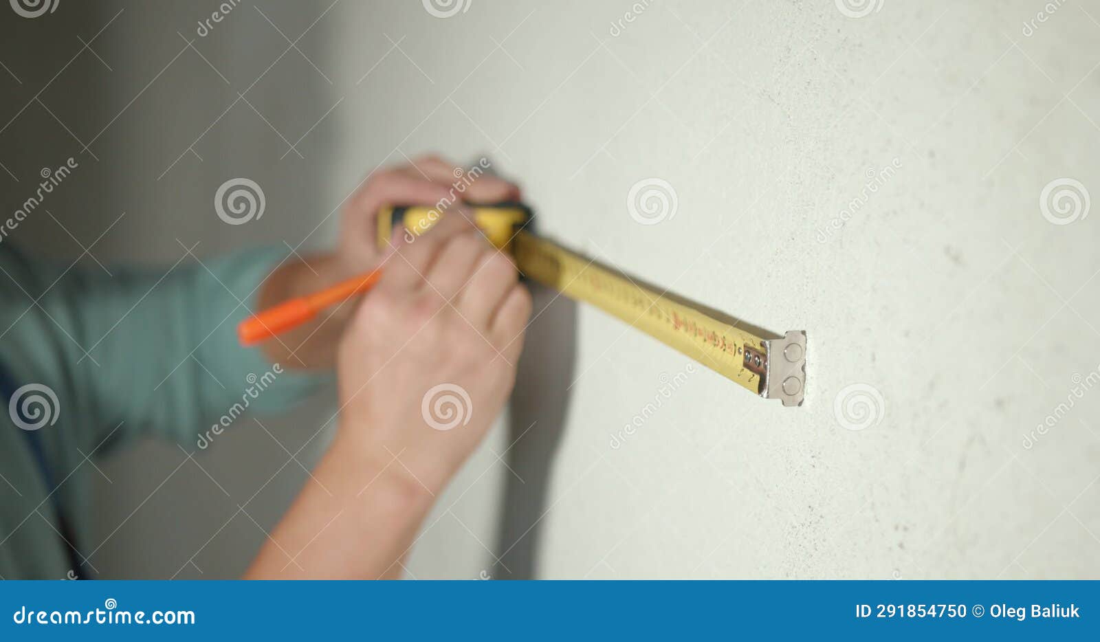 Male Worker Measuring the Wall with a Tape Stock Footage - Video of ...
