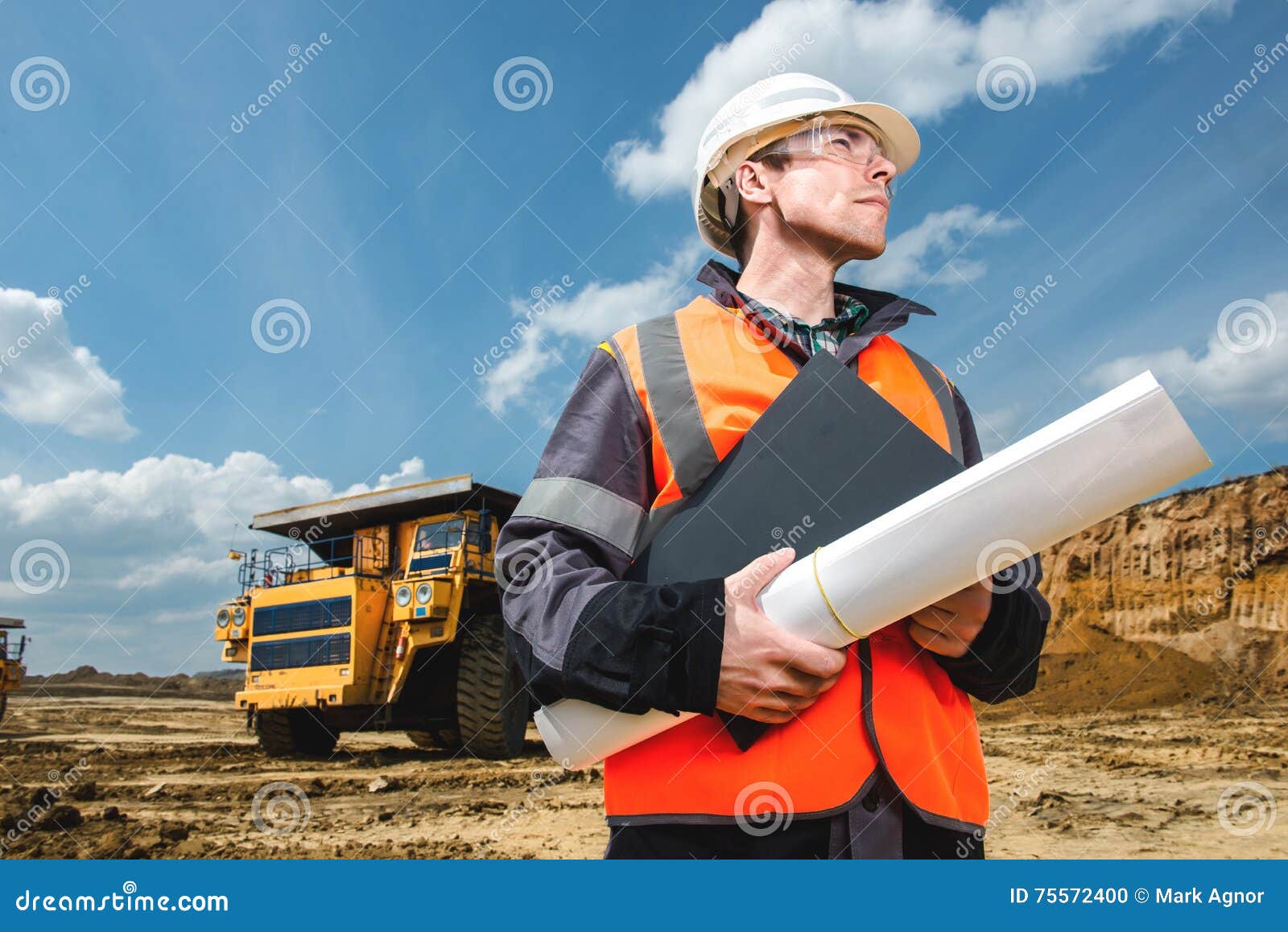 Male worker at an open pit stock photo. Image of male - 75572400