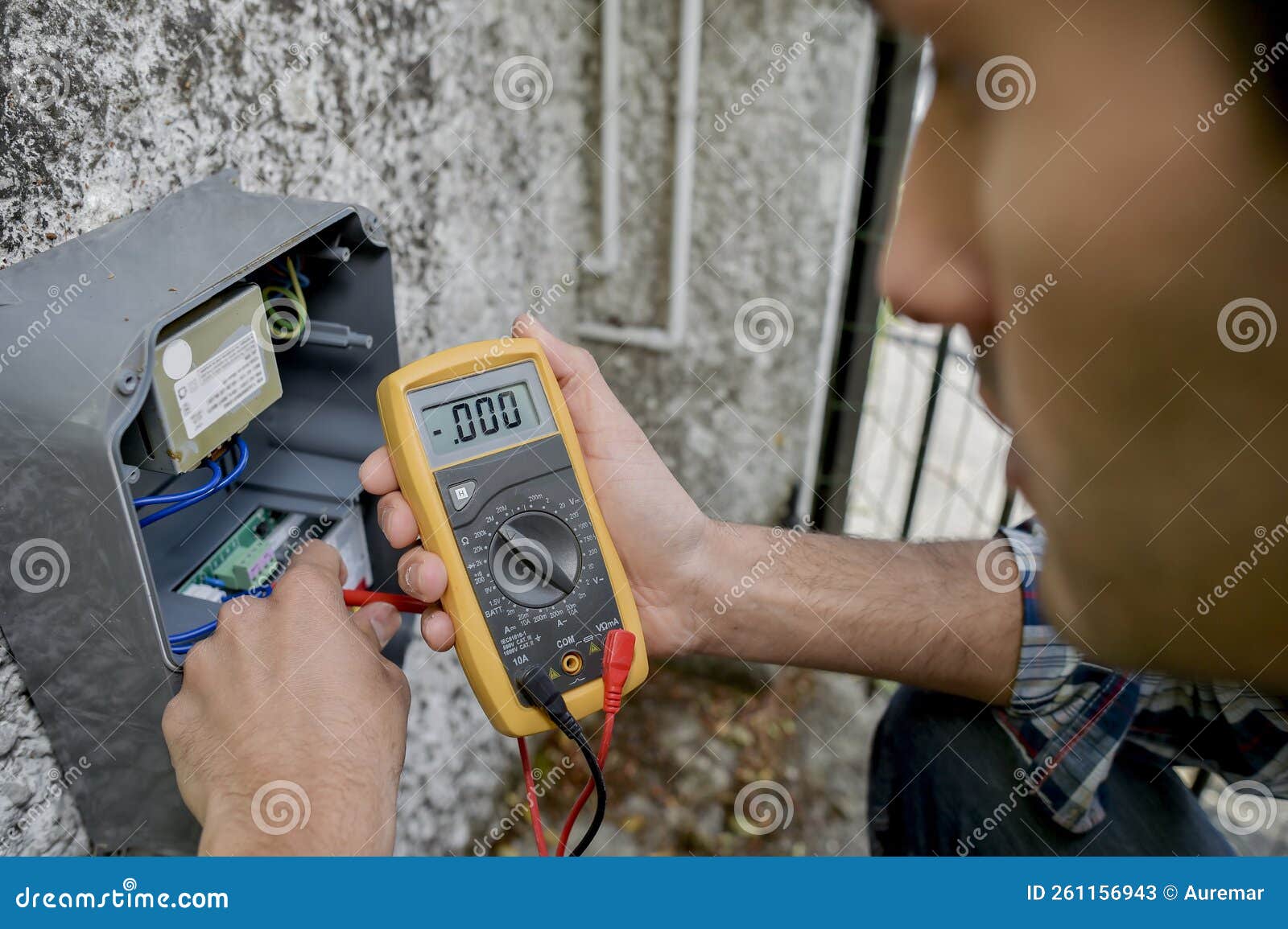 Male worker reading meter stock image. Image of close - 261156943
