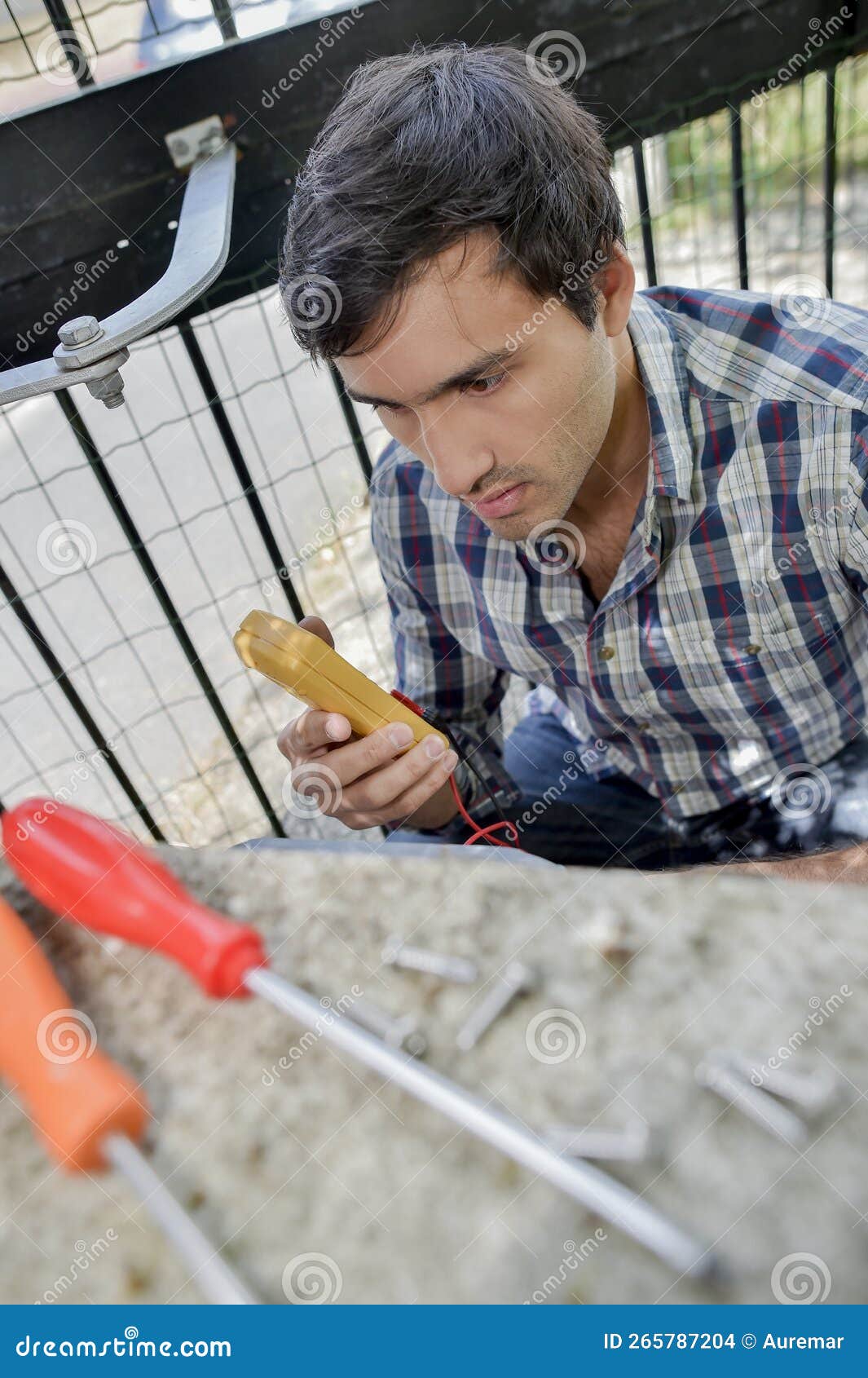 Male worker reading meter stock photo. Image of vocational - 265787204
