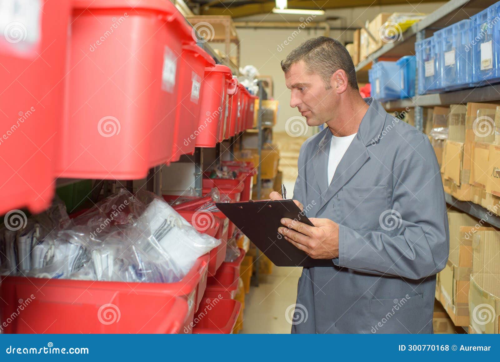 Male Worker Recording Items Stock Photo - Image of supplier, aspects ...