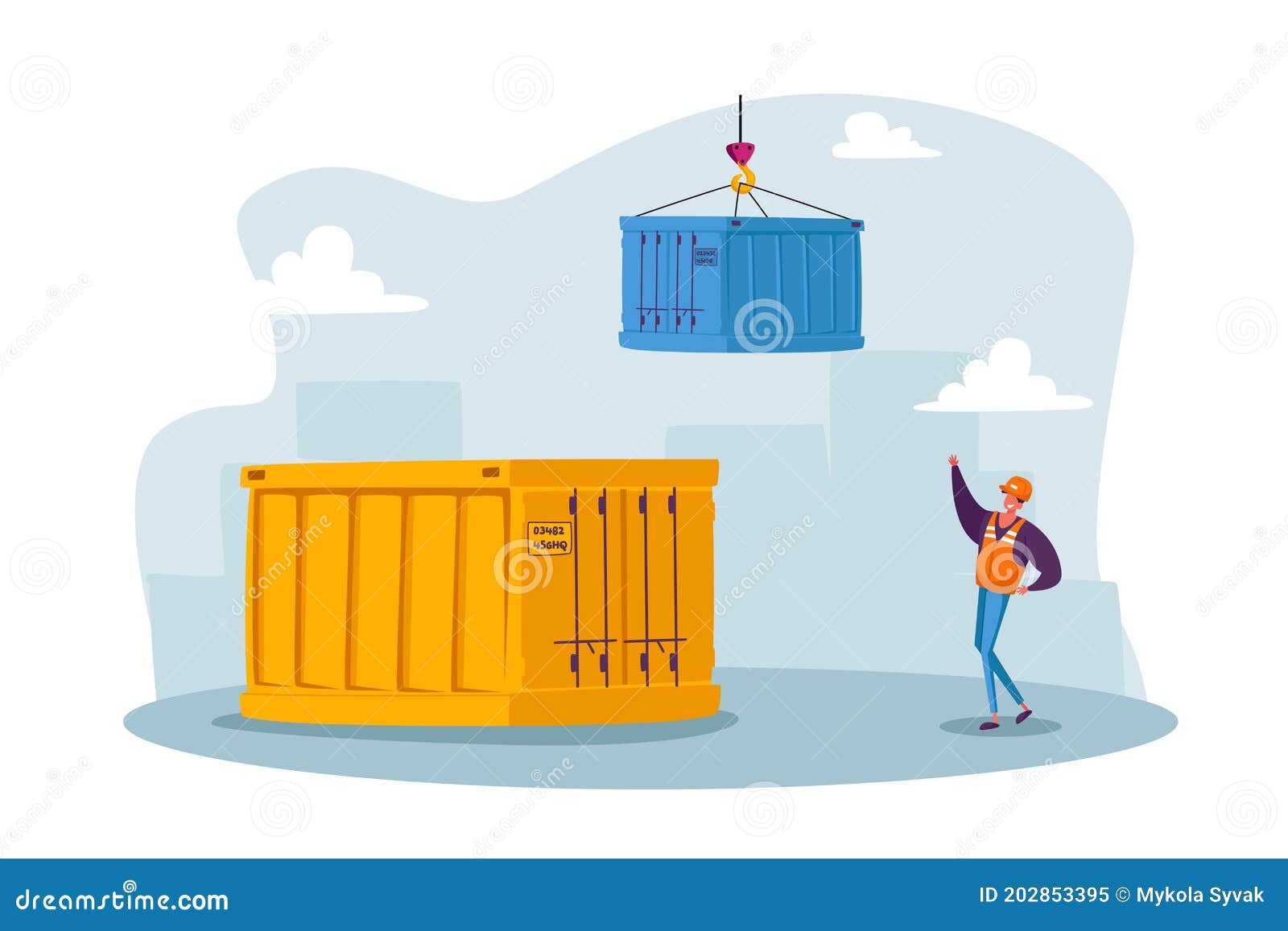 Male Worker in Seaport. Freight Forwarder Working on Container Terminal ...