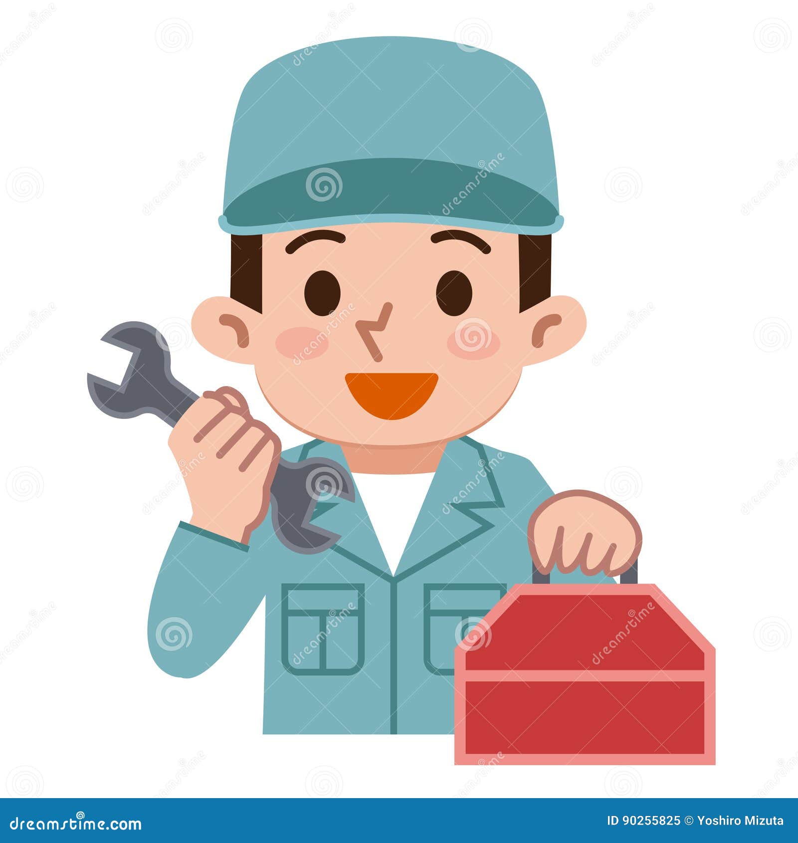 Male worker with tool stock vector. Illustration of mechanic - 90255825