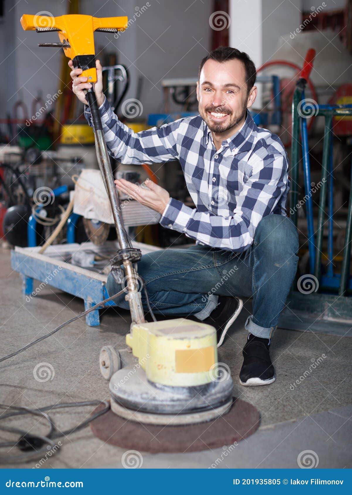 Male Worker is Using Grinder for Construction Work Stock Image - Image ...