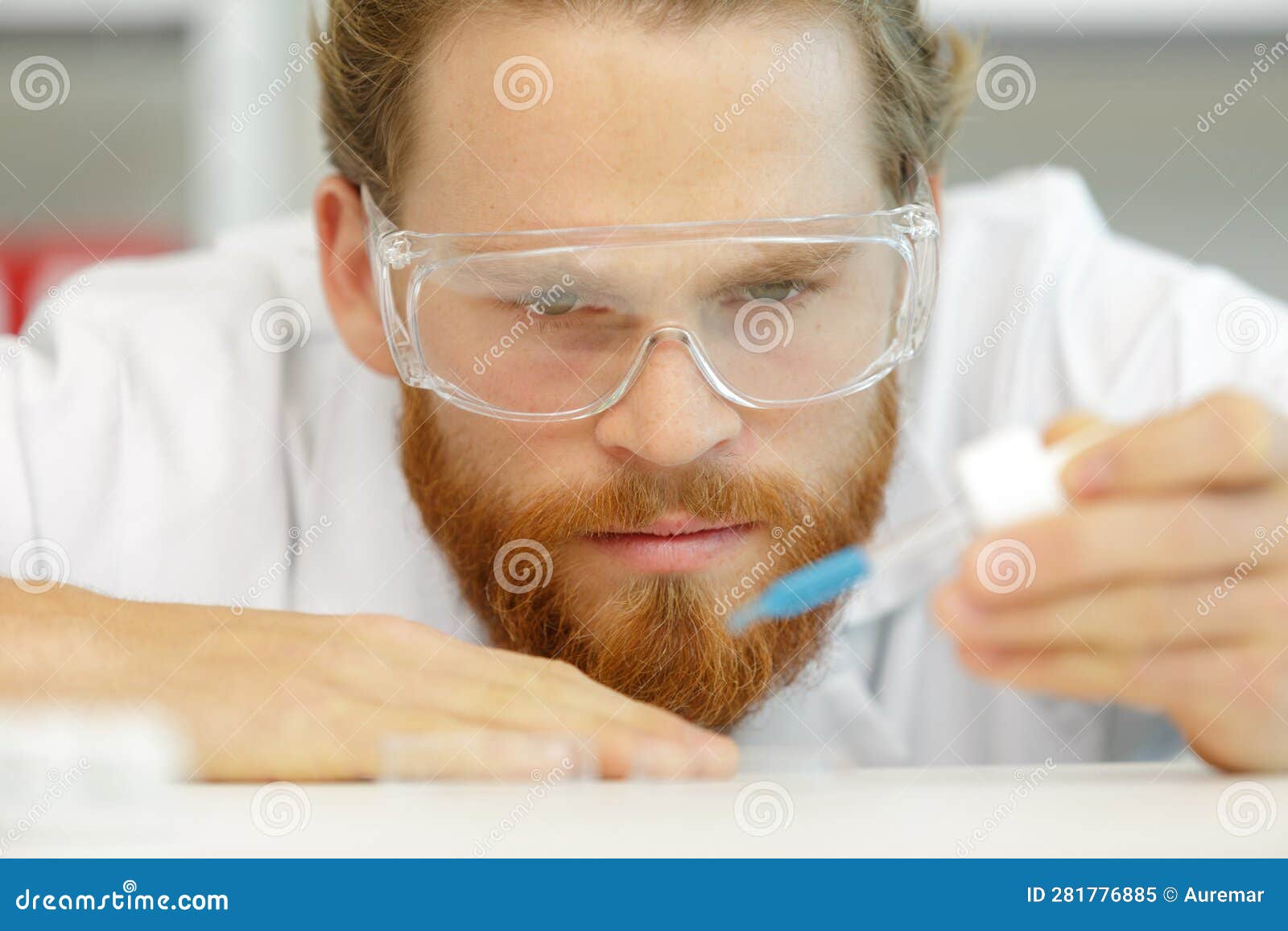 Male Worker Using Laboratory Pipette Stock Image - Image of medicine ...