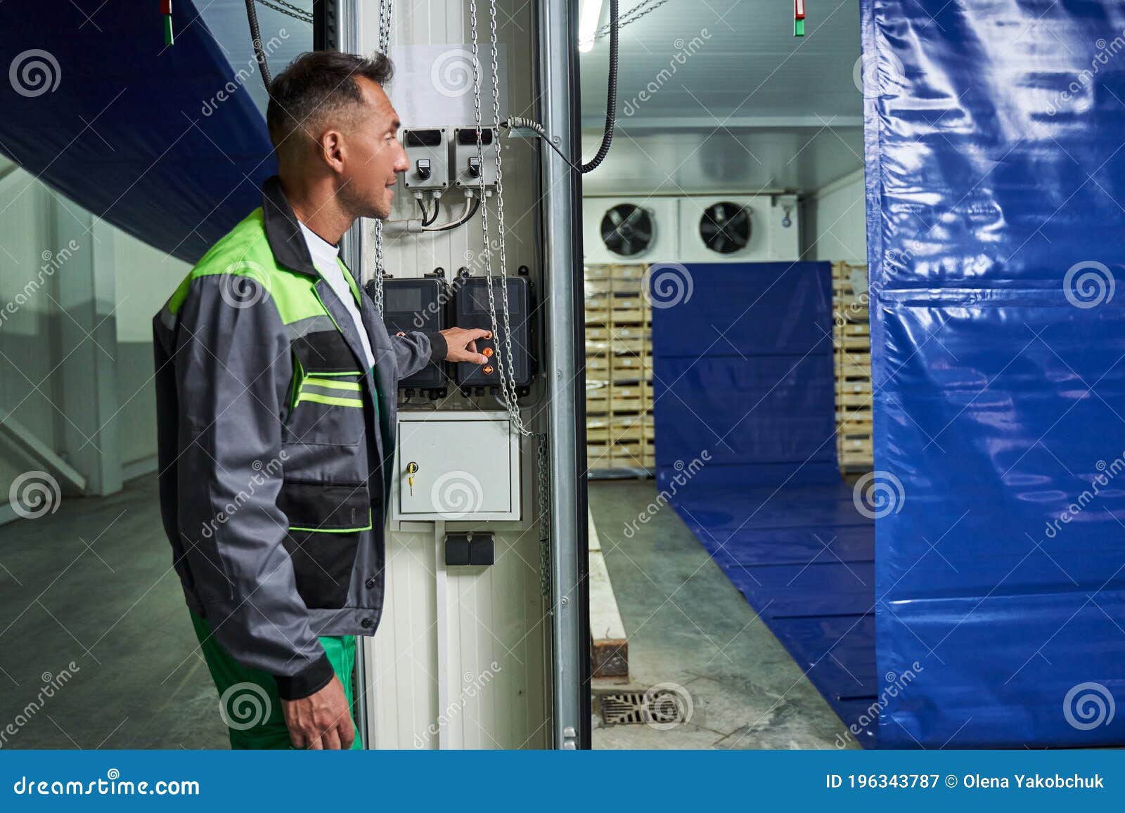 Male worker in warehouse stock image. Image of container - 196343787