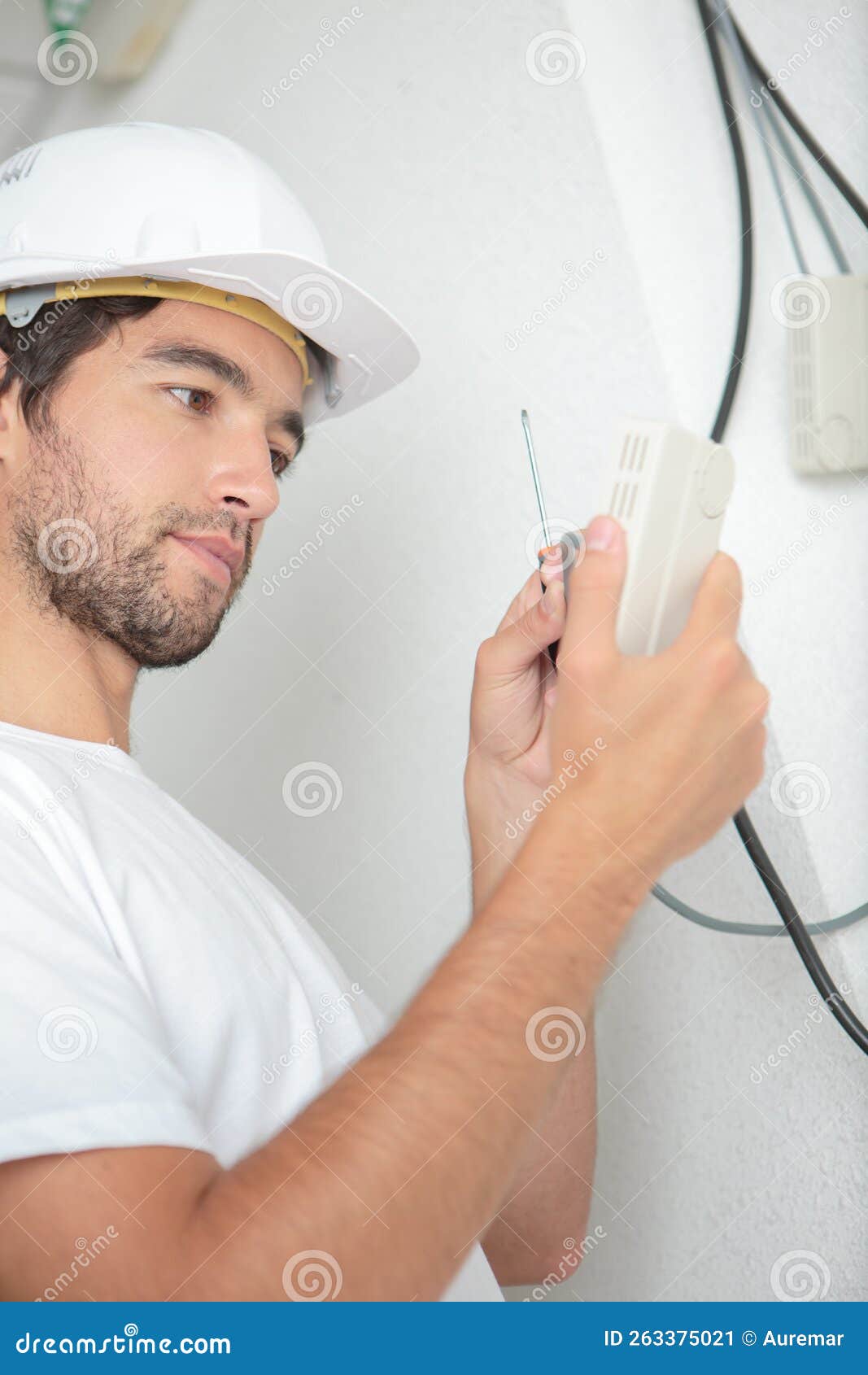 Male worker wiring switch stock image. Image of indoors - 263375021